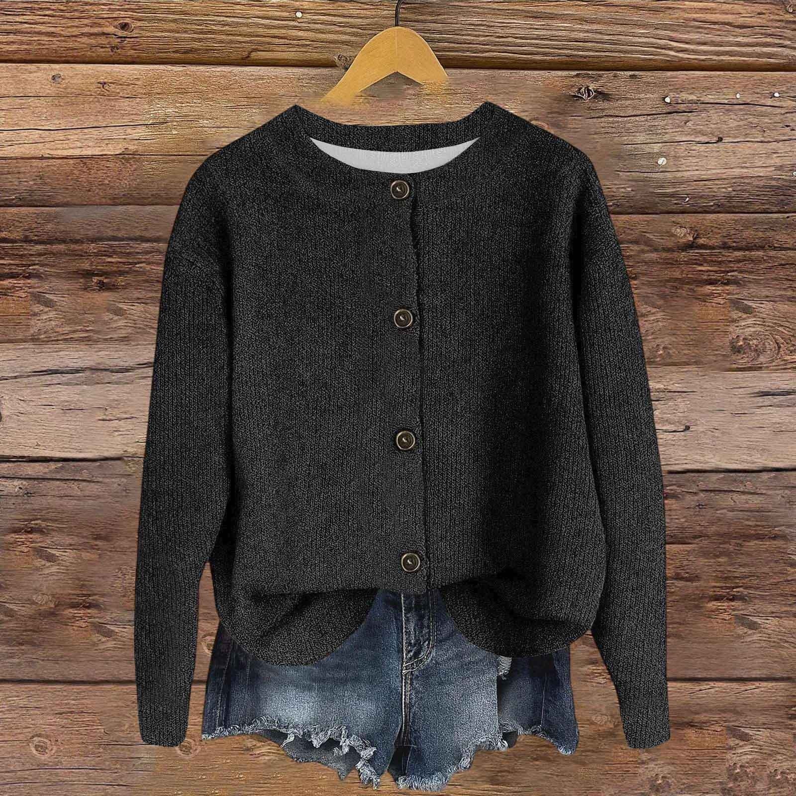 WMTBSRSW Fashion Sweaters for Women Casual Knit Button Down Cardigan ...