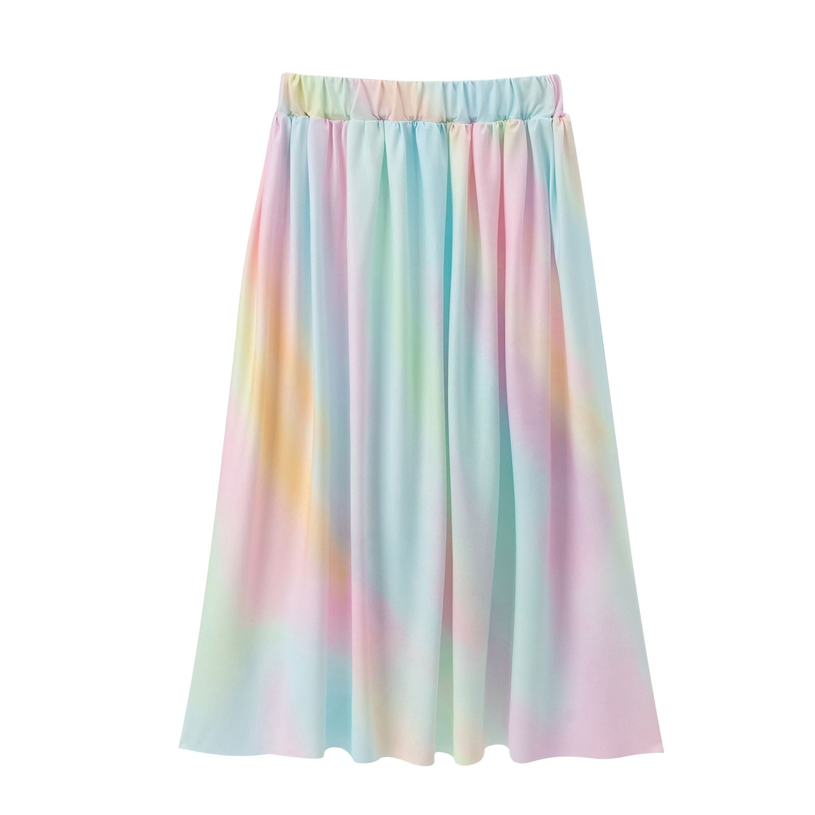 WMTBSRSW Girl's Fashion Rainbow Skirt Elastic Waist Ruffle Flowy A Line ...