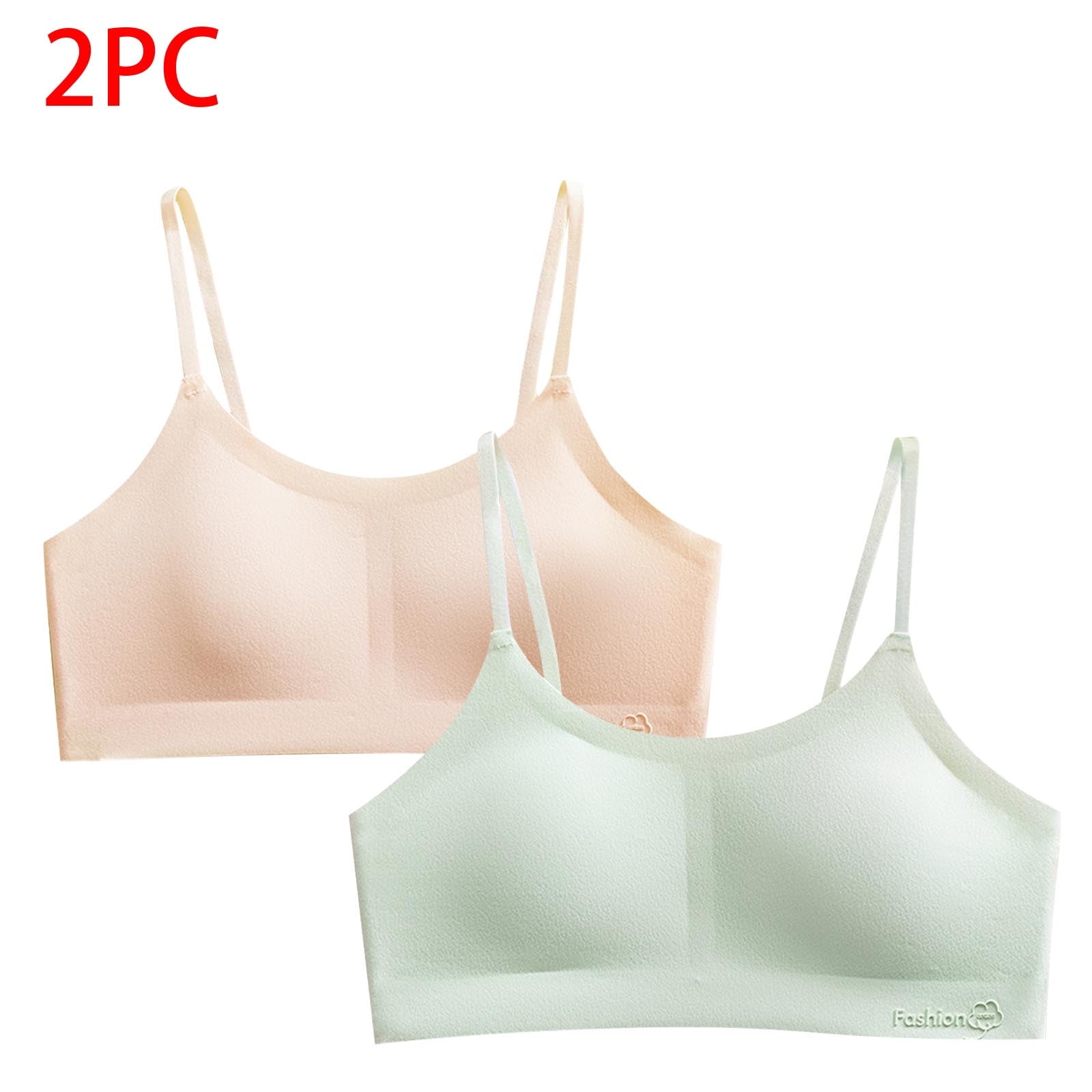 WMTBSRSW Girls Padded Training Bra 2 Pack Crop Cami Training Bras Adjustable Strap Seamless ...
