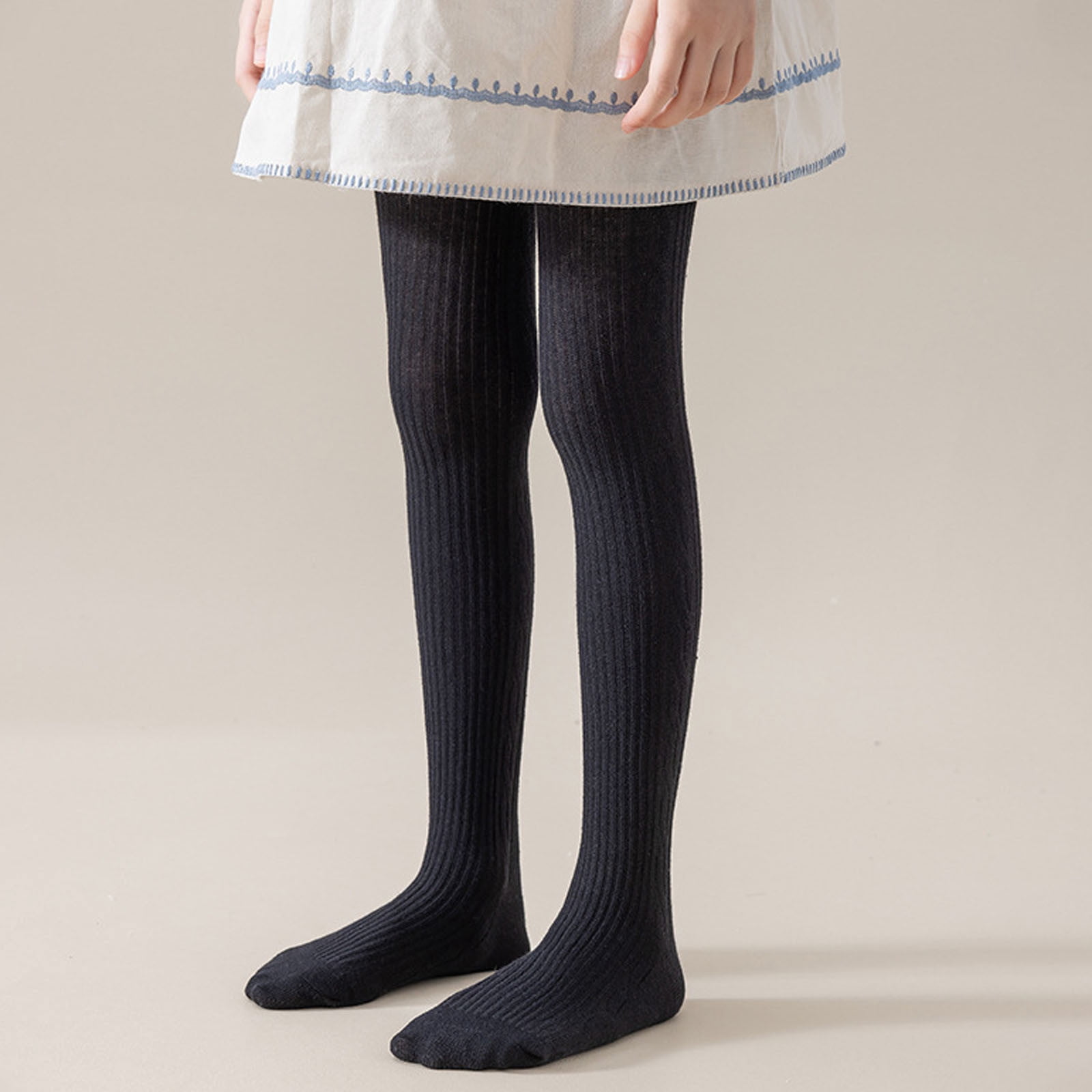 WMTBSRSW Girls School Dress Tights Solid Stretchy Ribbed Knit Tight ...