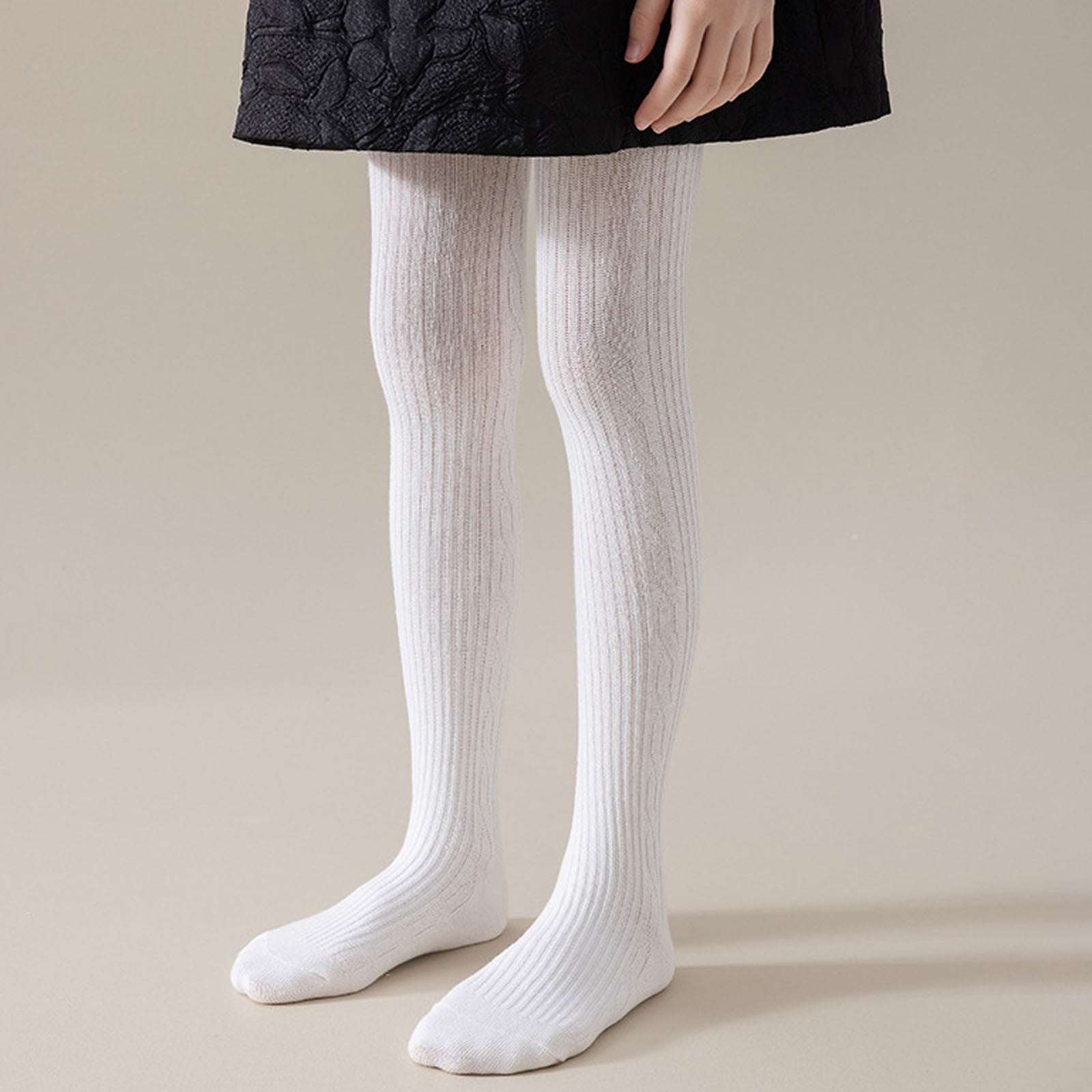 WMTBSRSW Girls School Dress Tights Solid Stretchy Ribbed Knit Tight ...