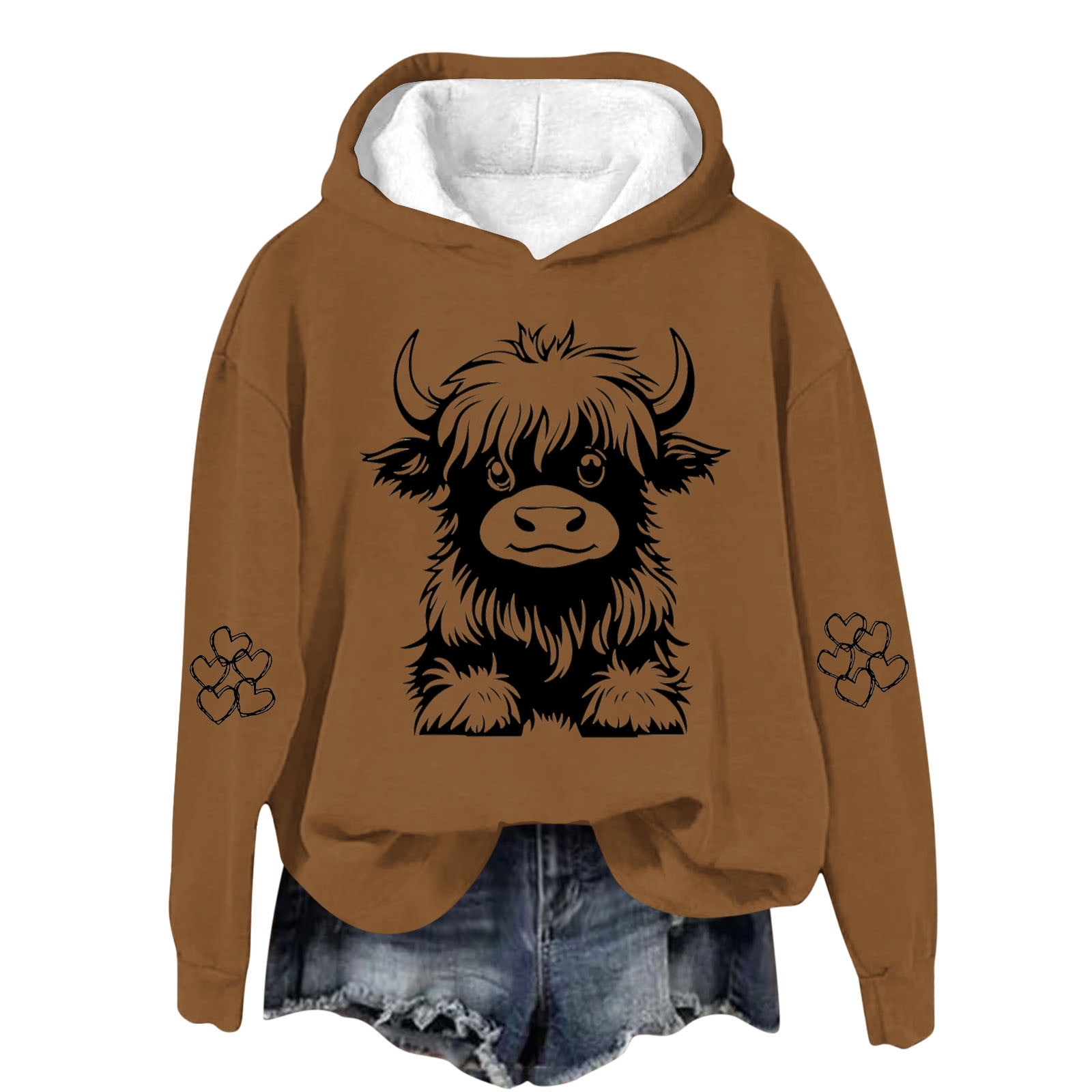 WMTBSRSW Highland Cow Hoodies for Kids Cute Western Cow Print Hooded ...