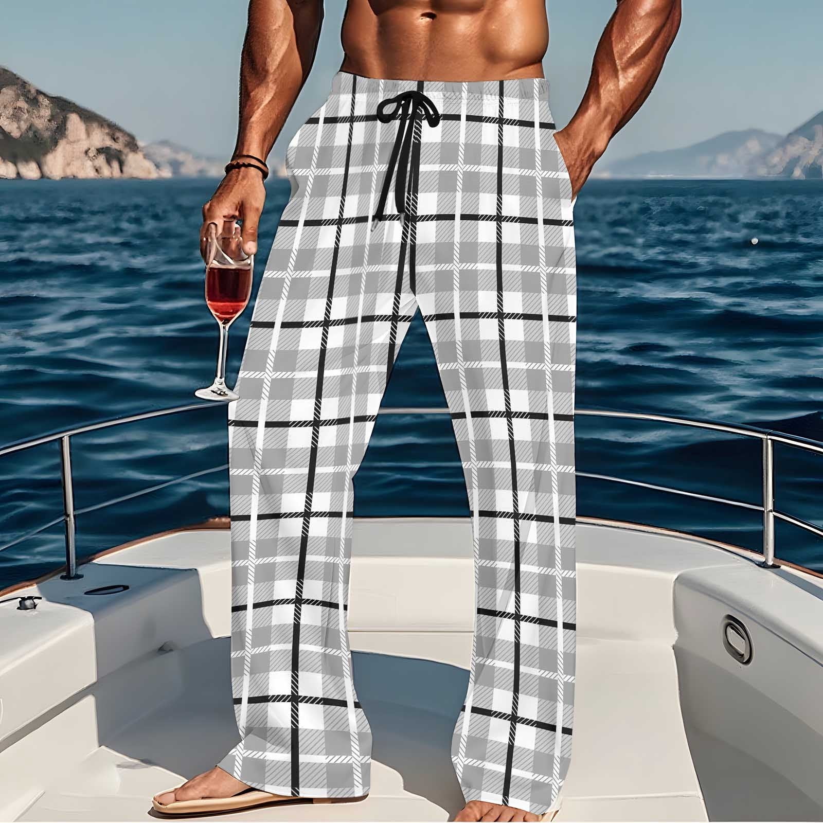 WMTBSRSW Men Fashion Plaid Pajama Pants Cozy Lounge Pants Baggy ...