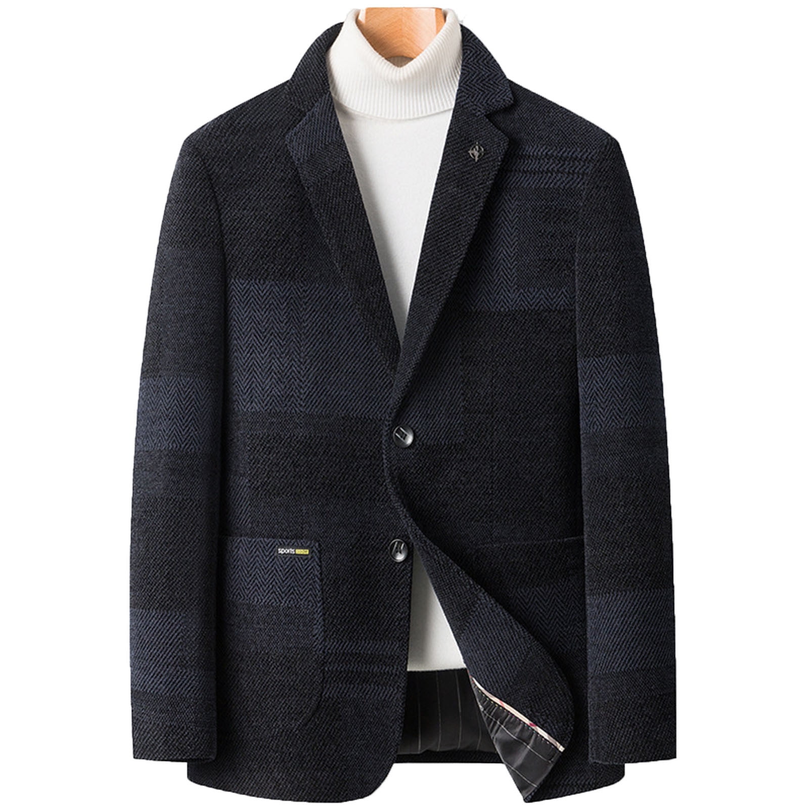 WMTBSRSW Mens Casual Blazer Jackets Two Button Knit Textured Suit ...