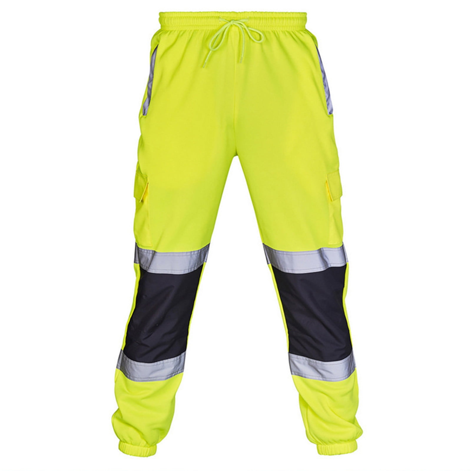 WMTBSRSW Mens Fleece Lined Cargo Pants Reflective Striped Safety Pants ...