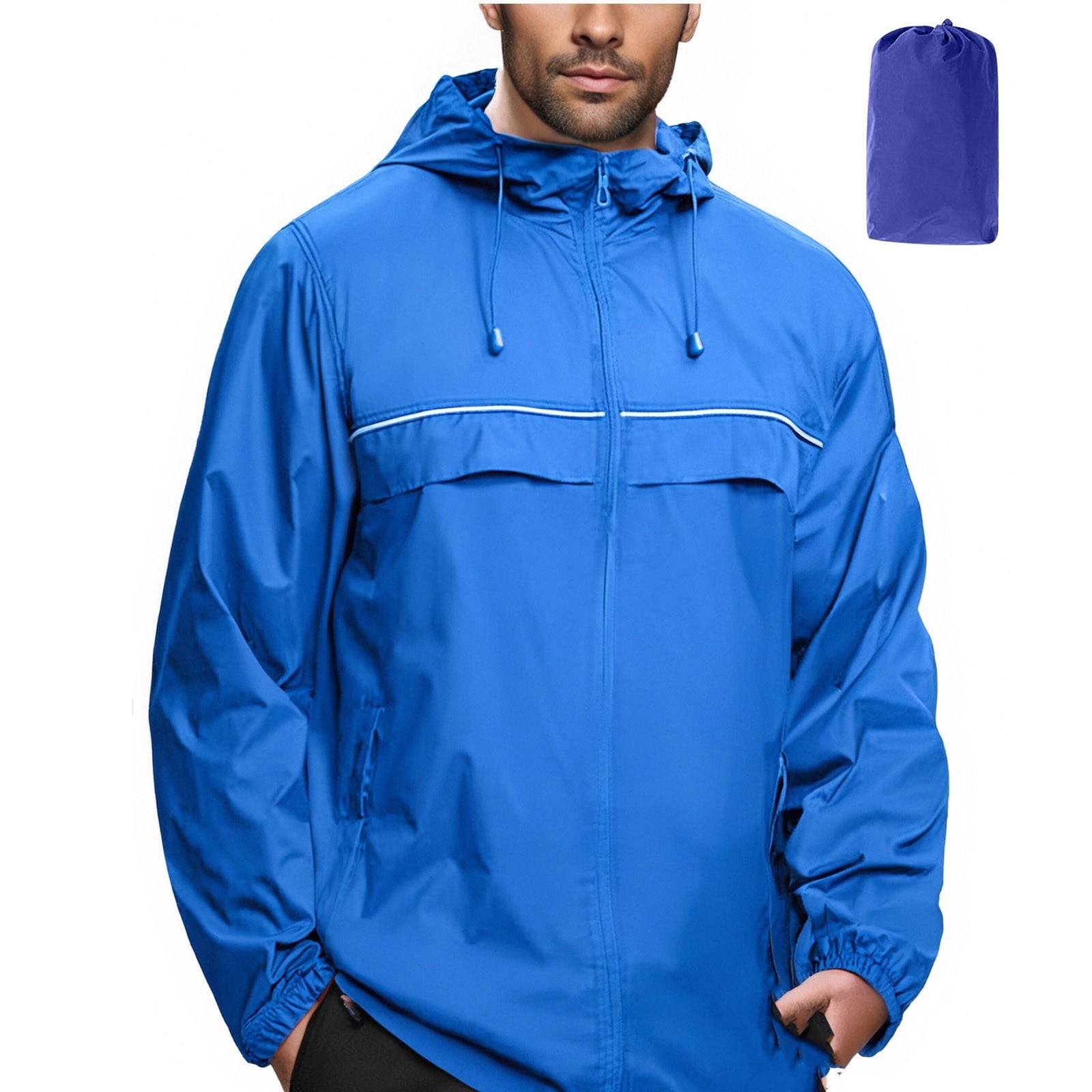 WMTBSRSW Mens Packable Rain Jacket Lightweight Waterproof Raincoat with ...
