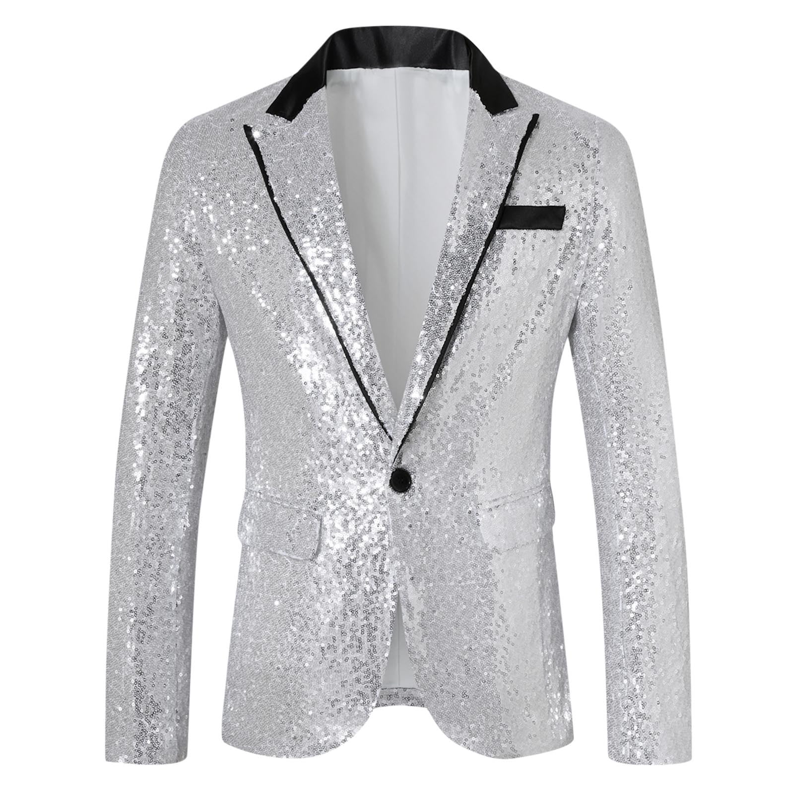 WMTBSRSW Mens Sequin Blazer Jackets Stylish Tuxedo Jacket for Holiday ...