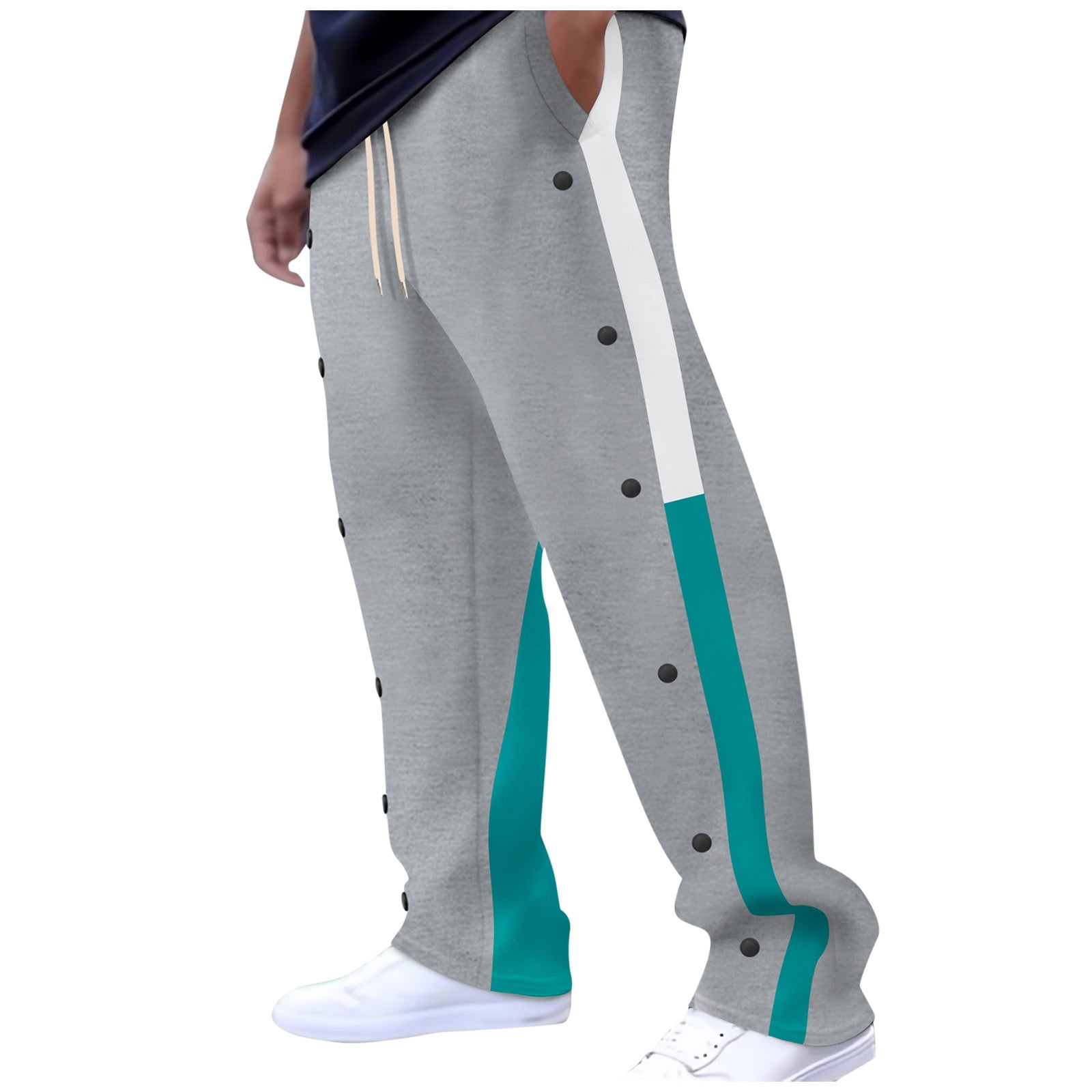 WMTBSRSW Mens Tear Away Basketball Pants Casual Drawstring Sweatpants for Men Split Snap Button ...