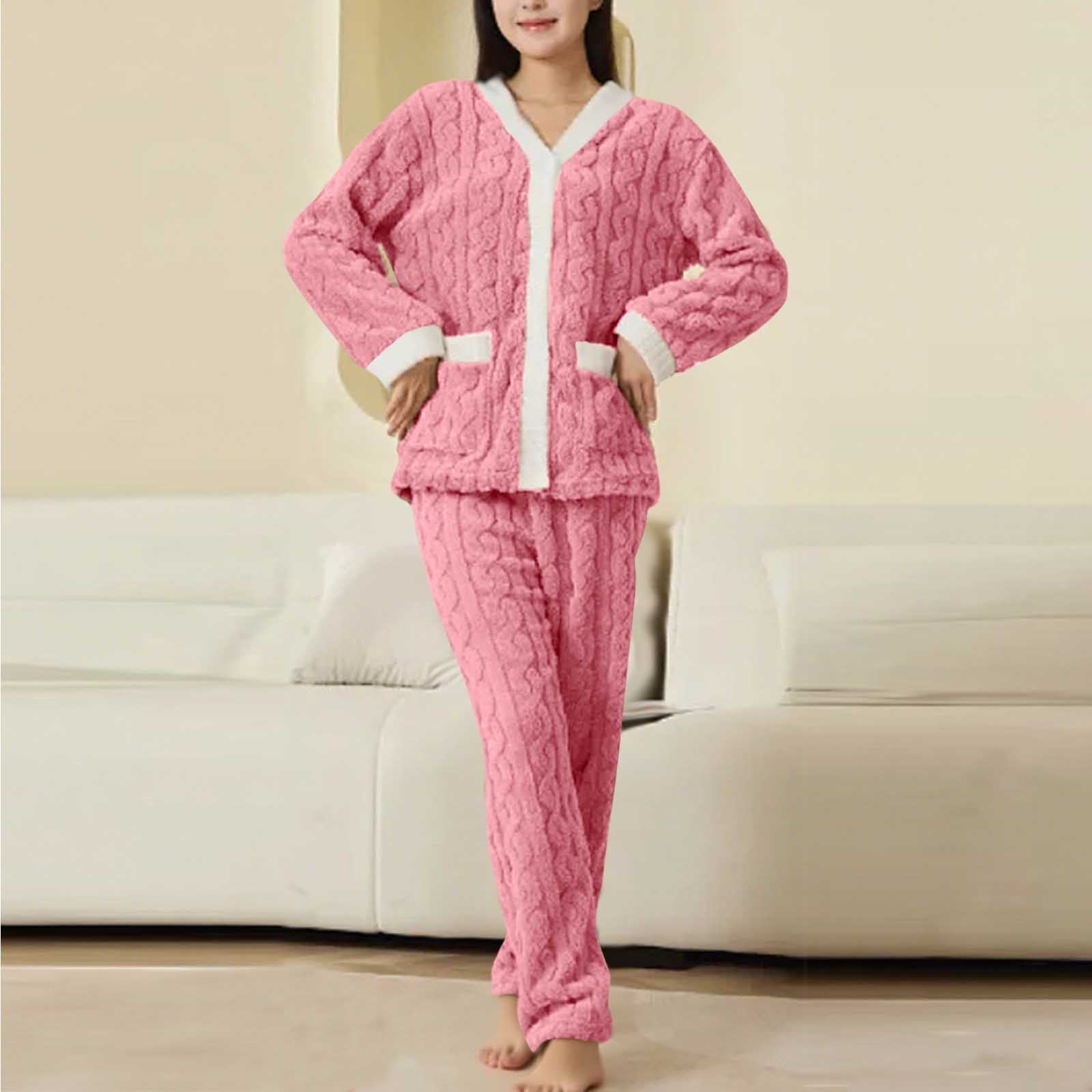 WMTBSRSW Pajamas for Women Sets Soft Comfy Fluffy Sherpa Pajama 2 Piece ...
