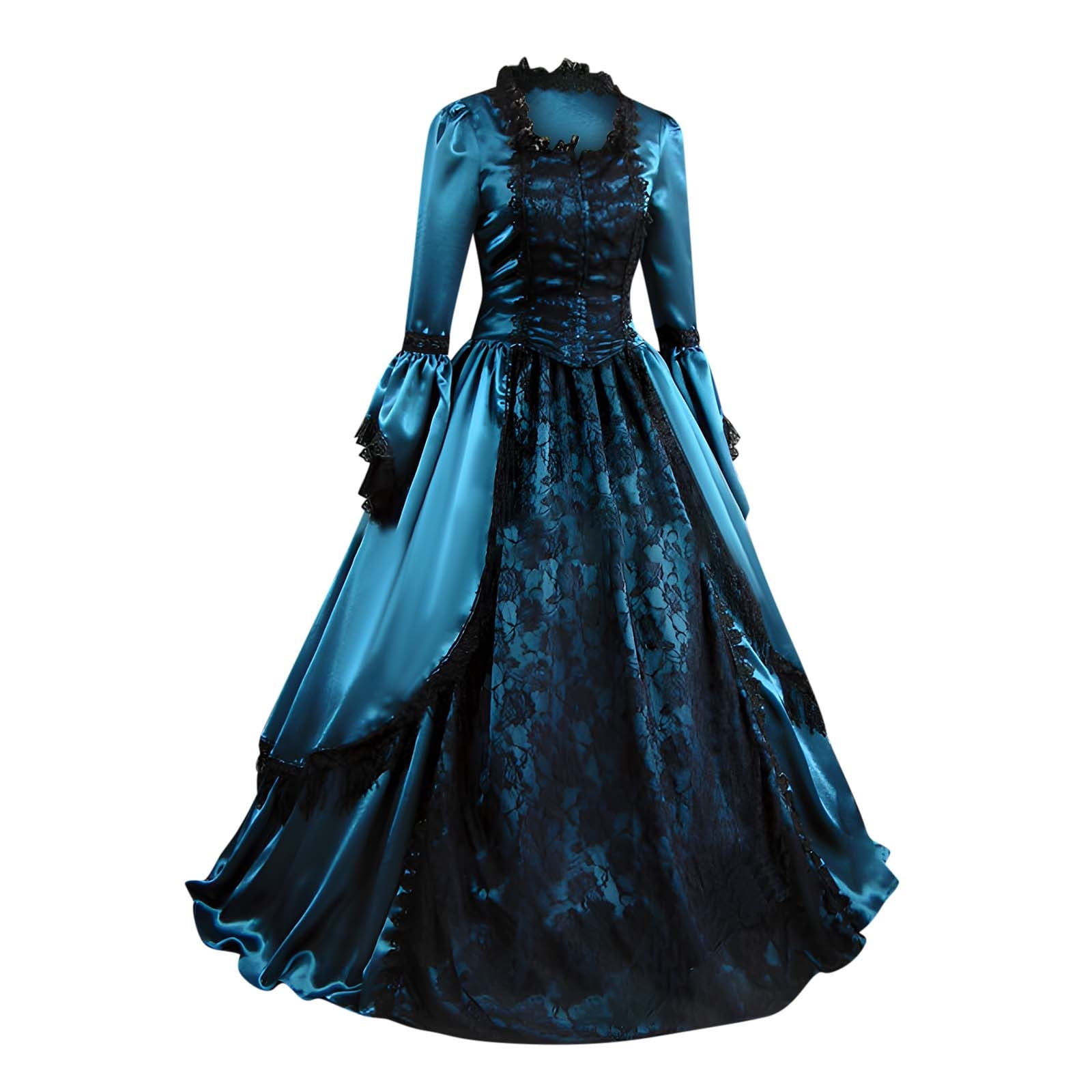 WMTBSRSW Party Rococo Dress Women Bell Sleeve Patchwork Masquerade Prom ...