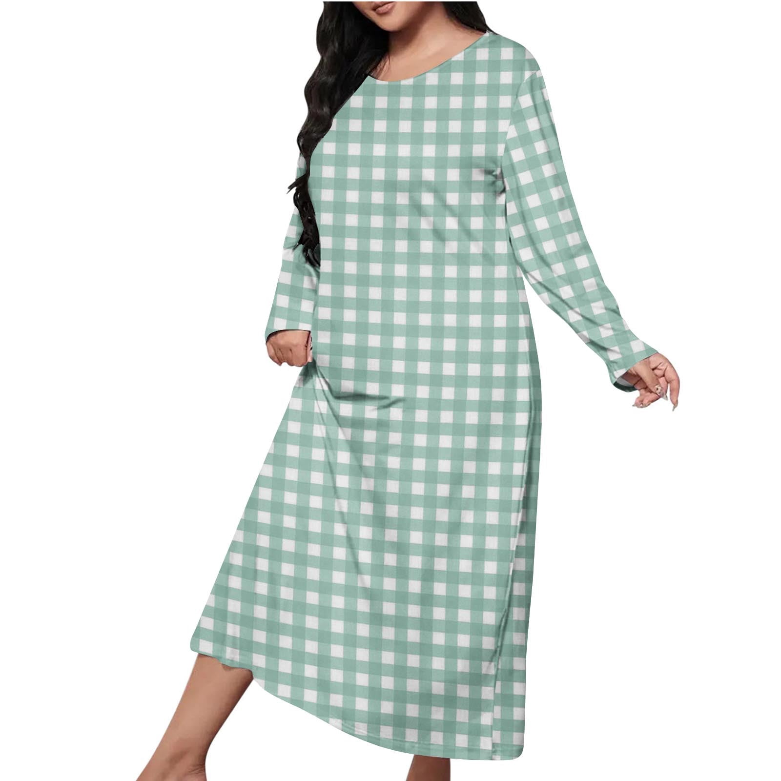 WMTBSRSW Plus Size Nightgowns for Women Soft Long Sleeve Nightgown ...