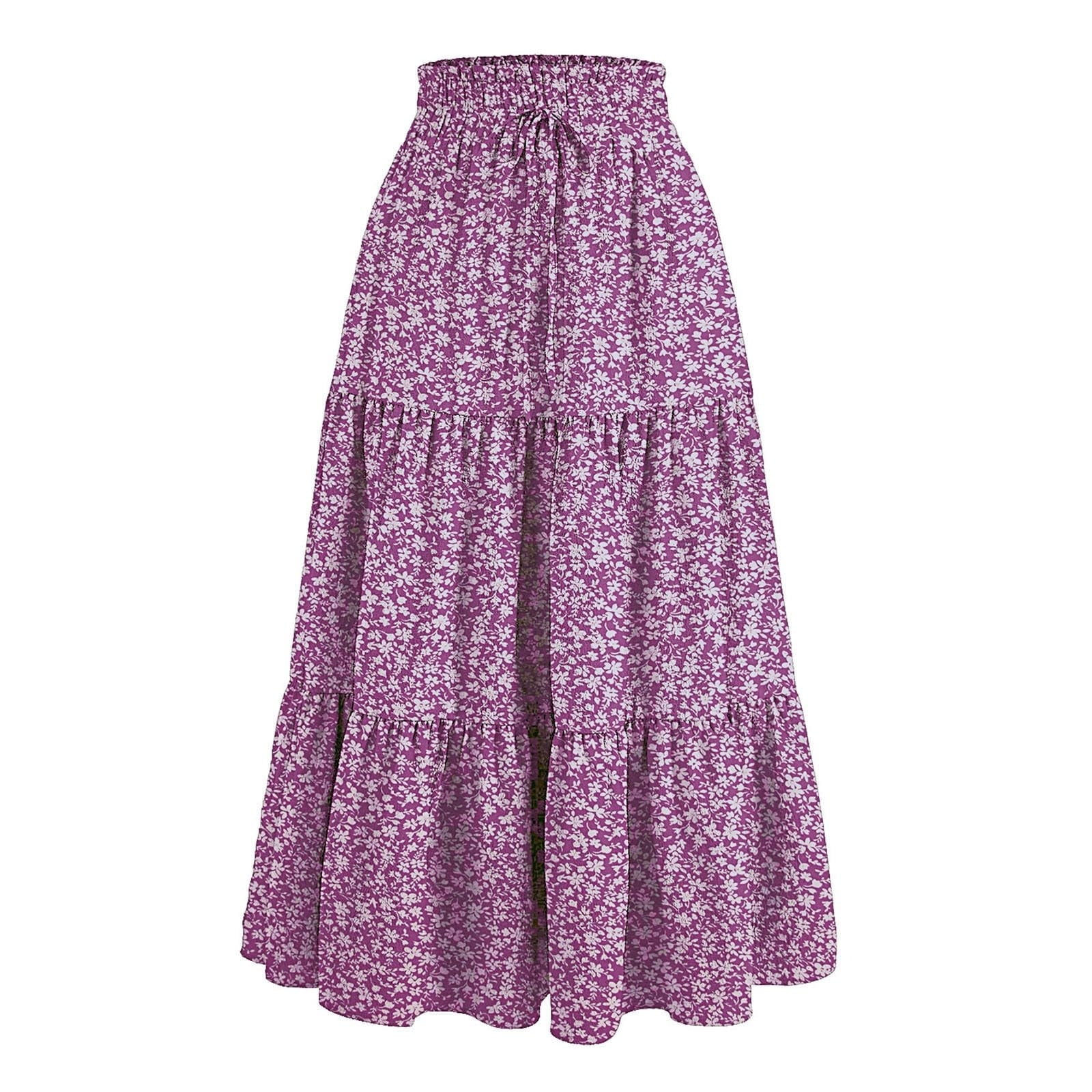 WMTBSRSW Women's Summer Beach Bohemian Long Floral Skirts 2025 Trendy ...