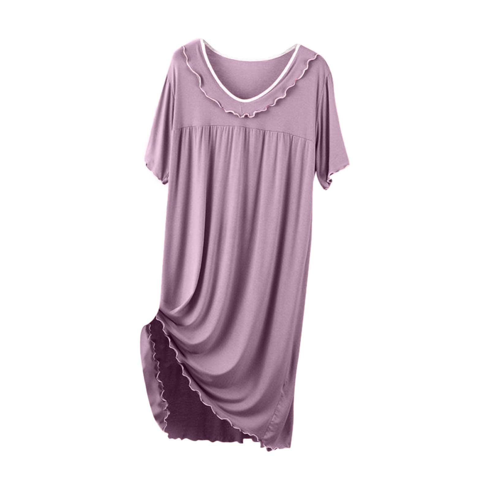 WMTBSRSW Ruffle Nightgowns for Women Soft Modal Night Gowns Short ...