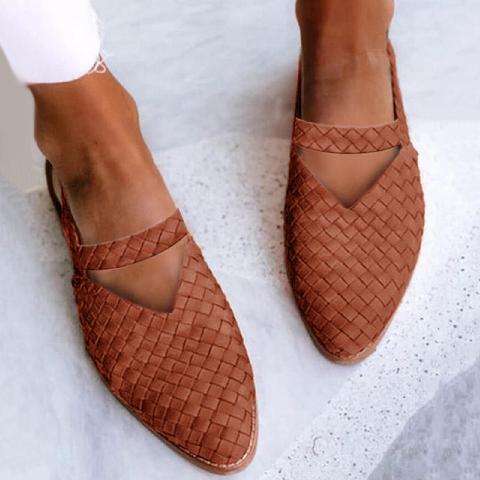 WMTBSRSW Sandals for Women 2025 Slip-on Low Heel Closed Pointed Toe ...