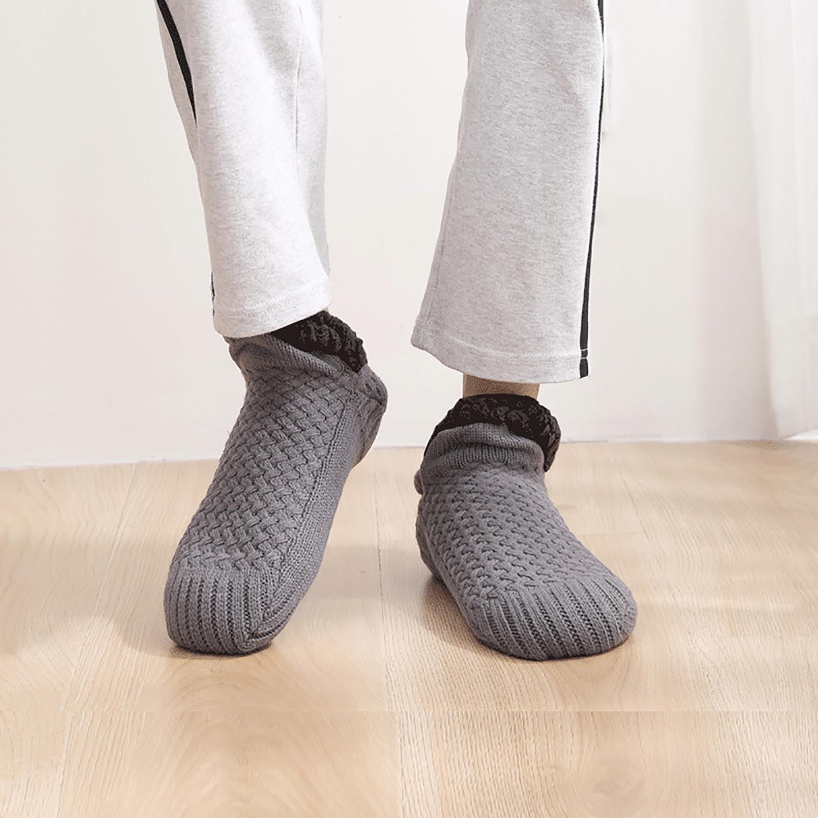 WMTBSRSW Slipper Socks for Women Men Girls Thick Cable Knit Grippers ...