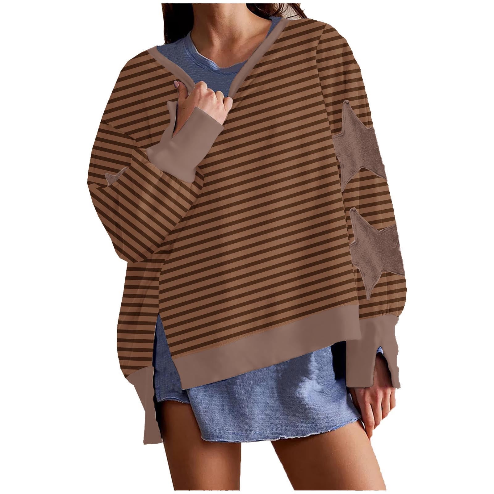 WMTBSRSW Sweatshirt for Women Crew Neck Long Sleeve Irregular Hem Side ...