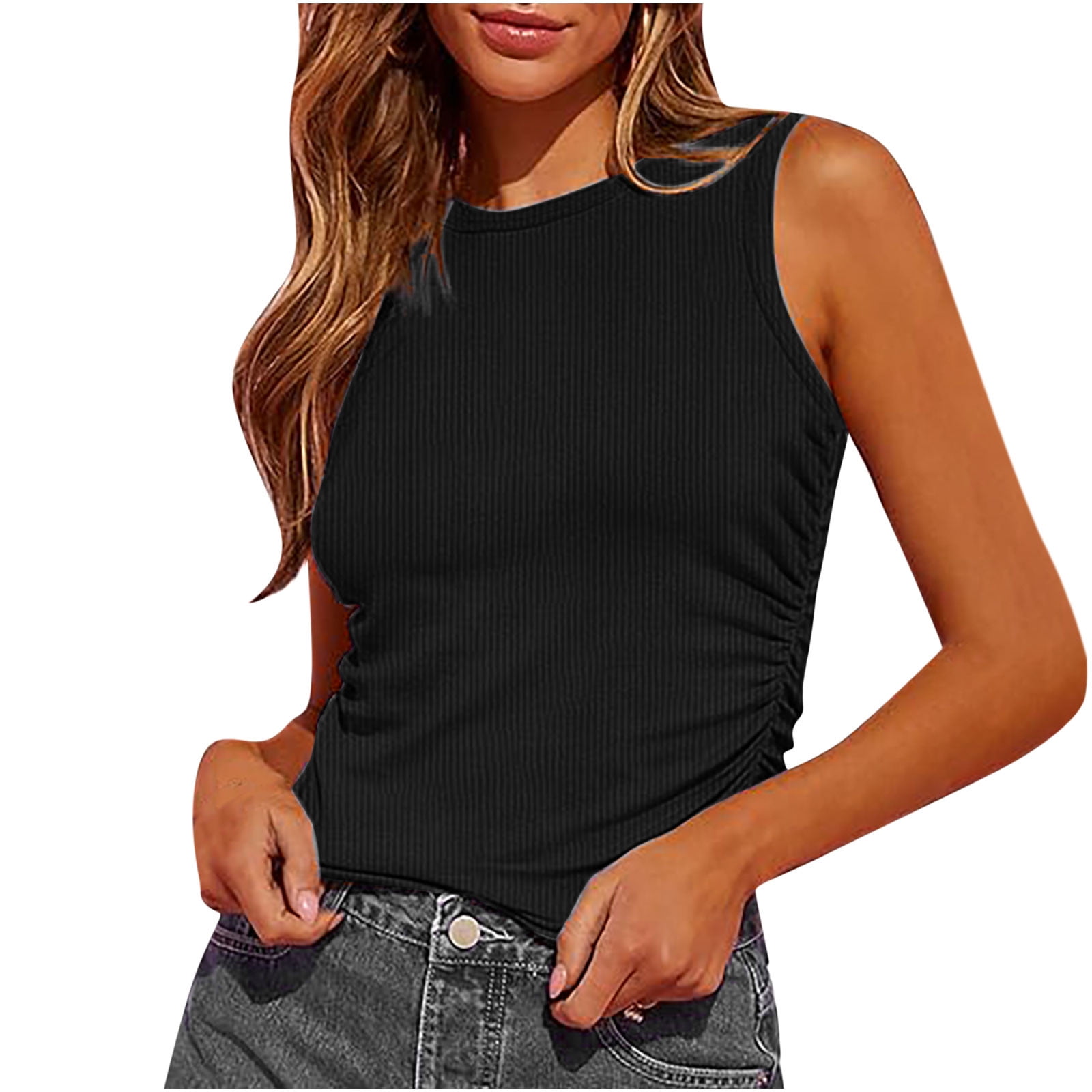 WMTBSRSW Tank Top for Women Fashion Ribbed Crewneck Slim Fit Basic y2k ...