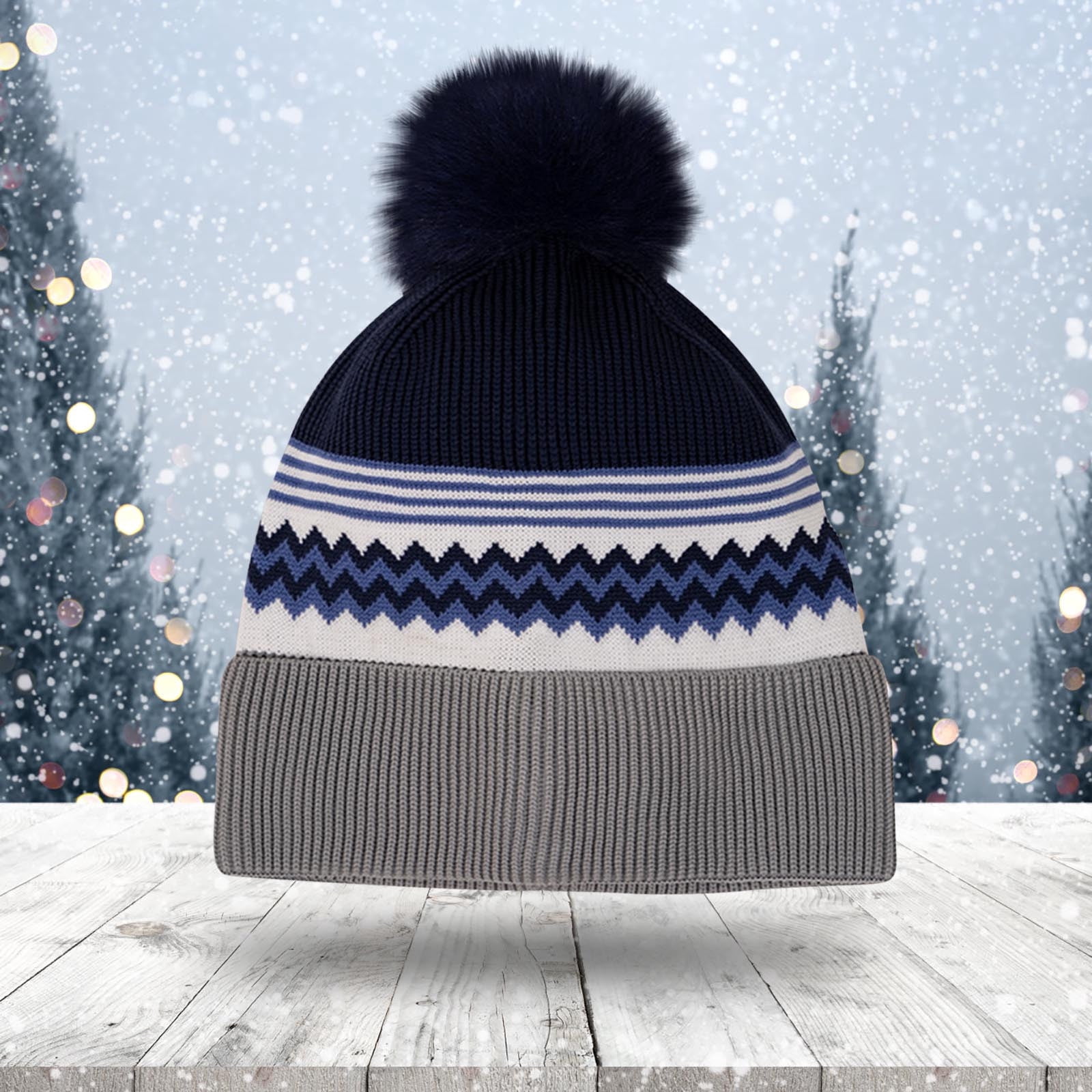 dazeni Unisex Winter Beanie Hat with Pom Pom Fashion Color Block ...