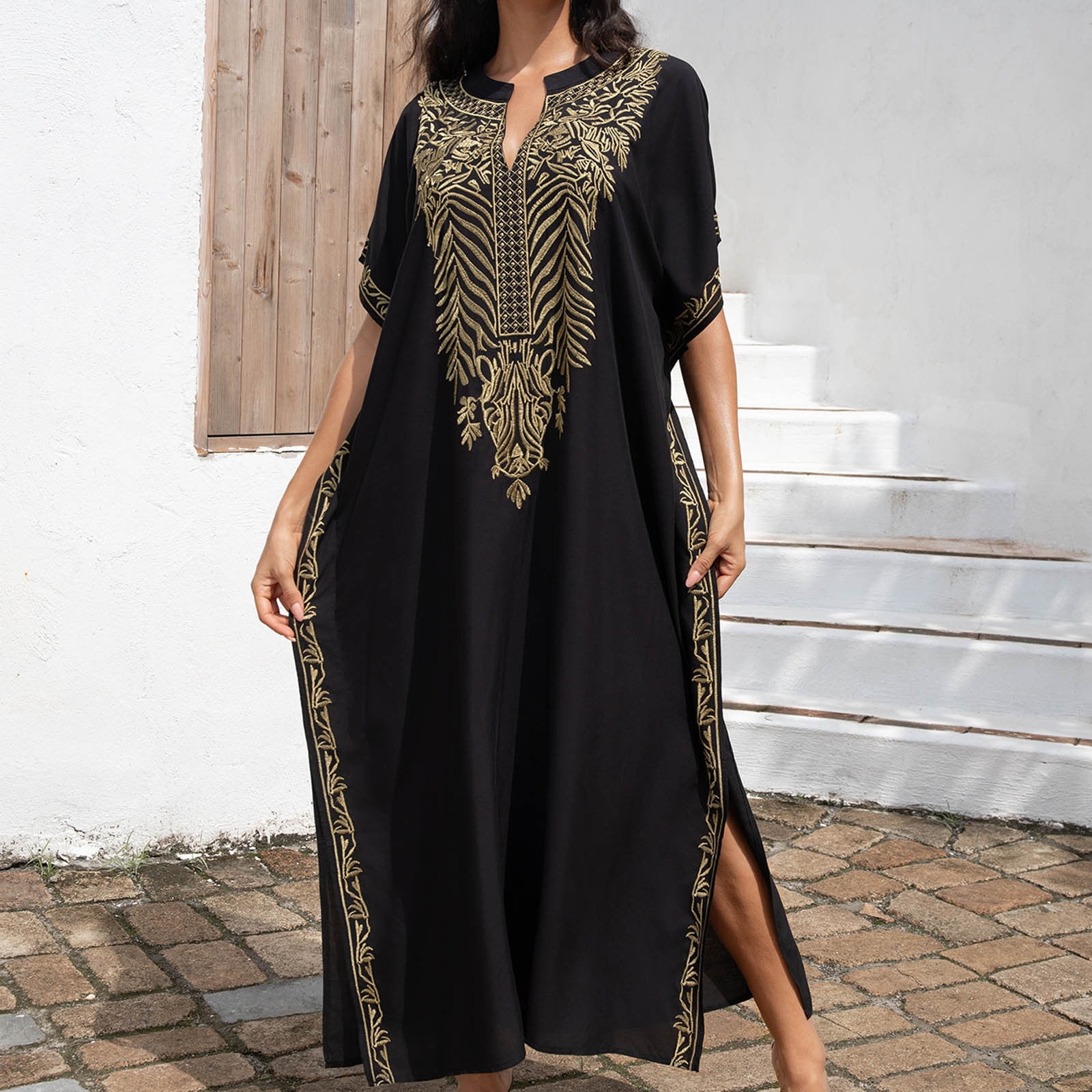 WMTBSRSW V Neck Kaftan Dresses for Women Plus Size Caftans Loungewear ...