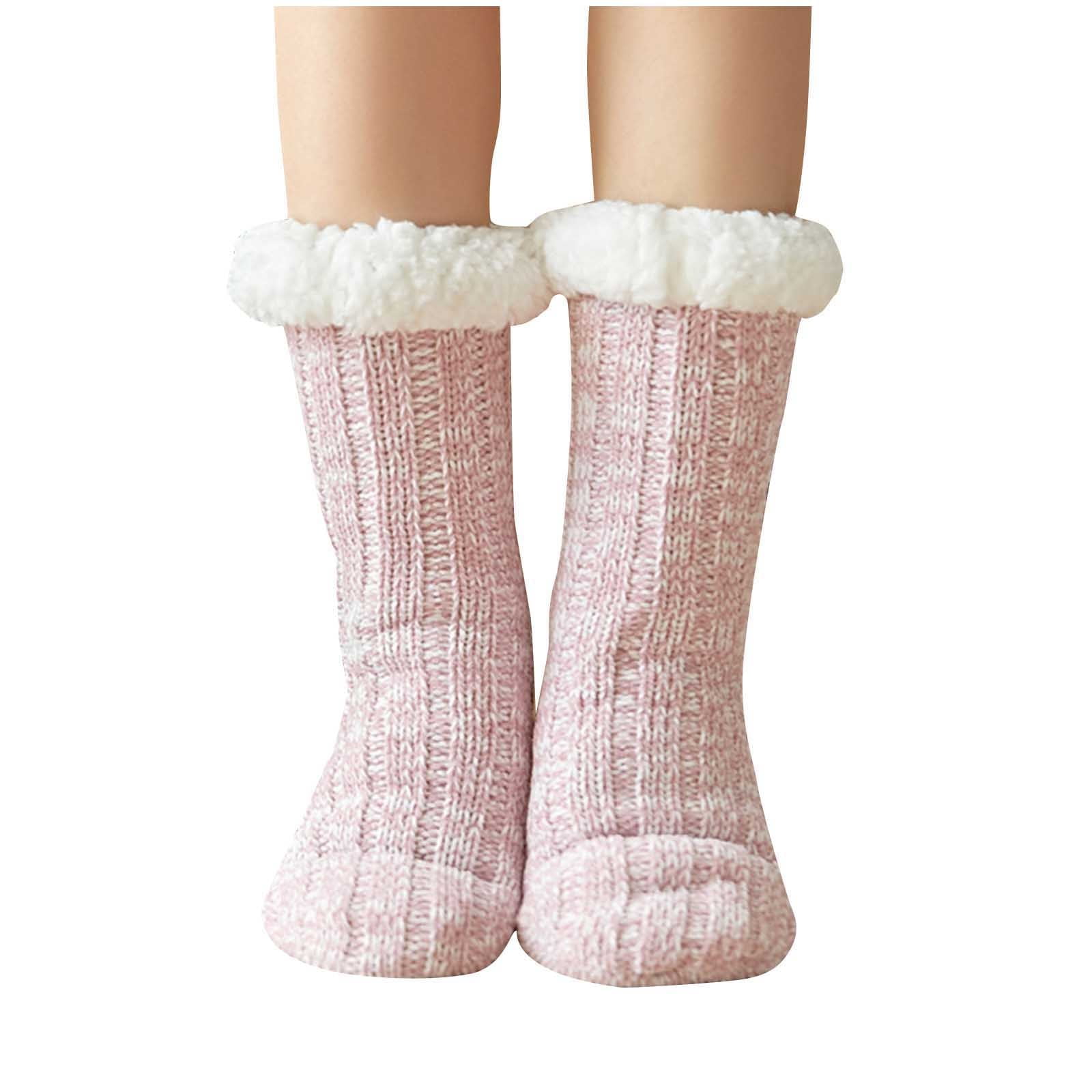 WMTBSRSW Women Slipper Socks Cable Knit Plush Sherpa Lined Winter Socks ...