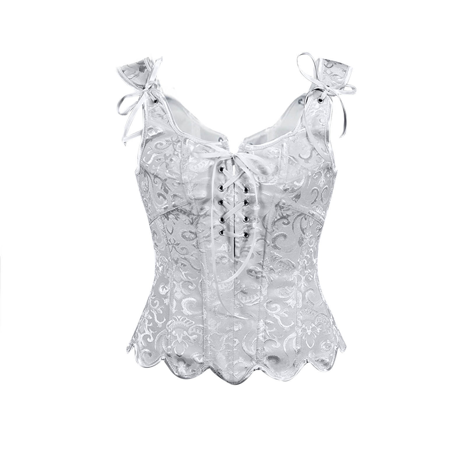 WMTBSRSW Women's Floral Renaissance Corset Top Vintage Tie Front Corset ...