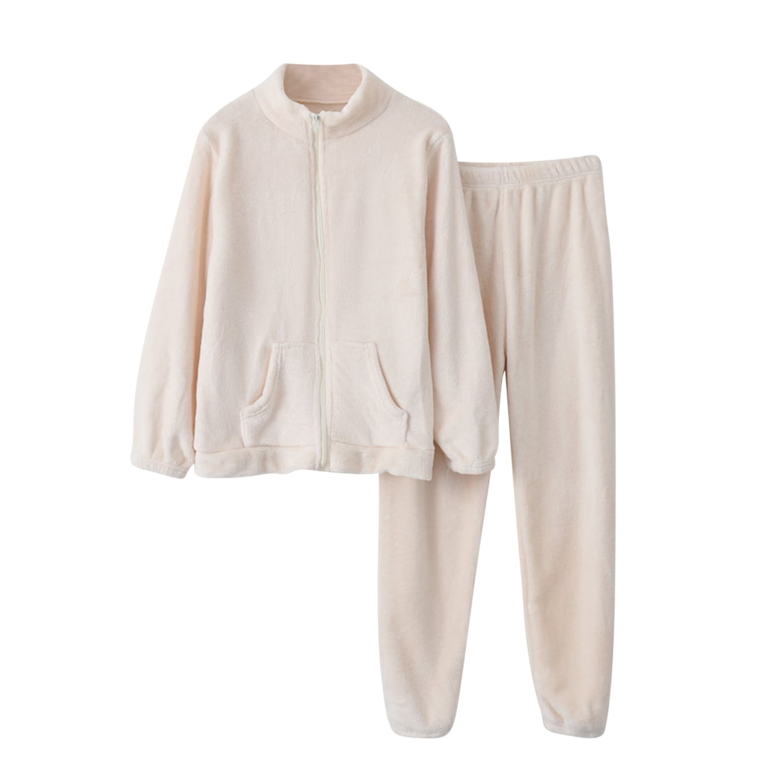 WMTBSRSW Women's Fuzzy Fleece Lounge Sets 2 Piece Outfits Full Zip Up ...