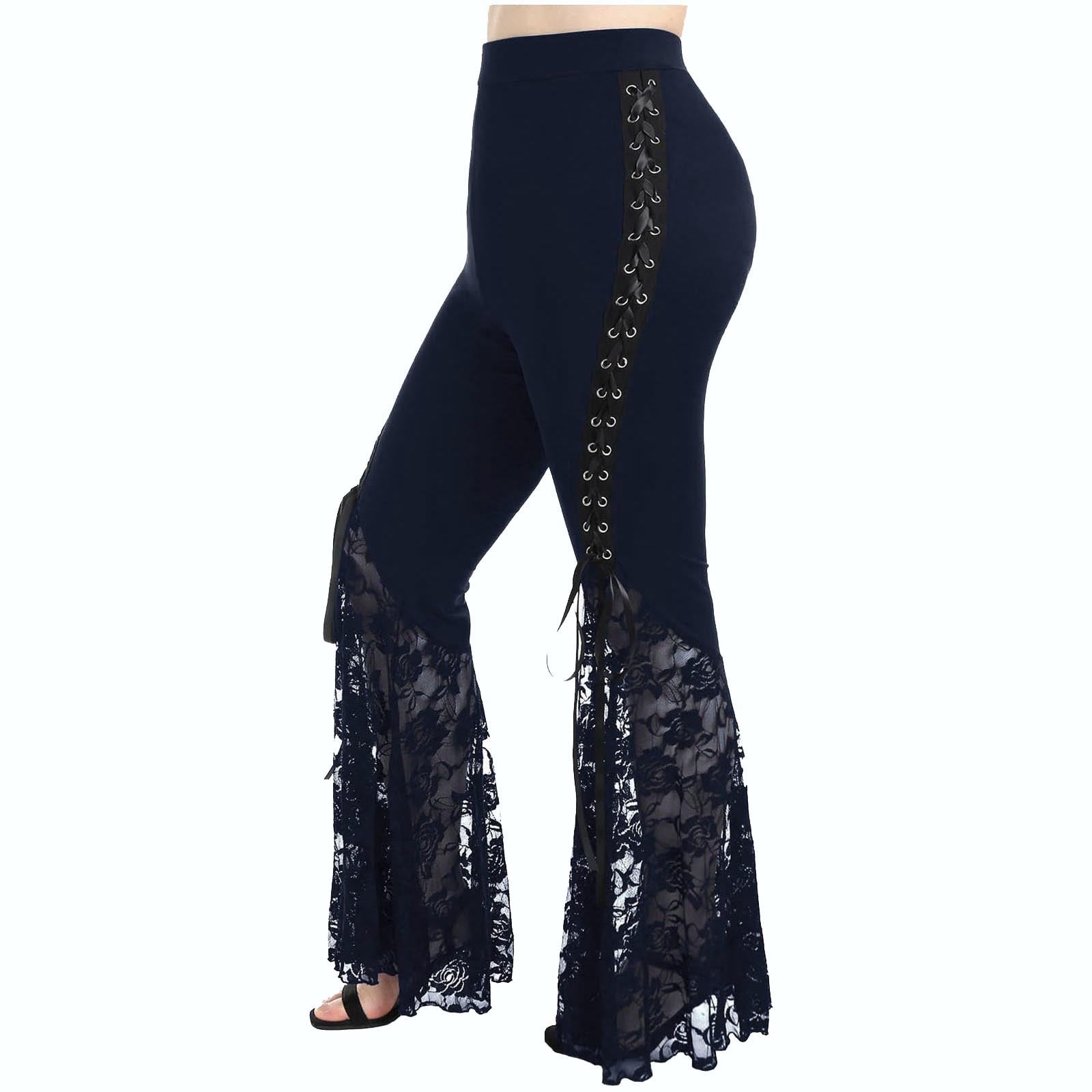WMTBSRSW Women's Patchwork Y2k Pants Vintage Gothic Punk Bell Bottoms ...