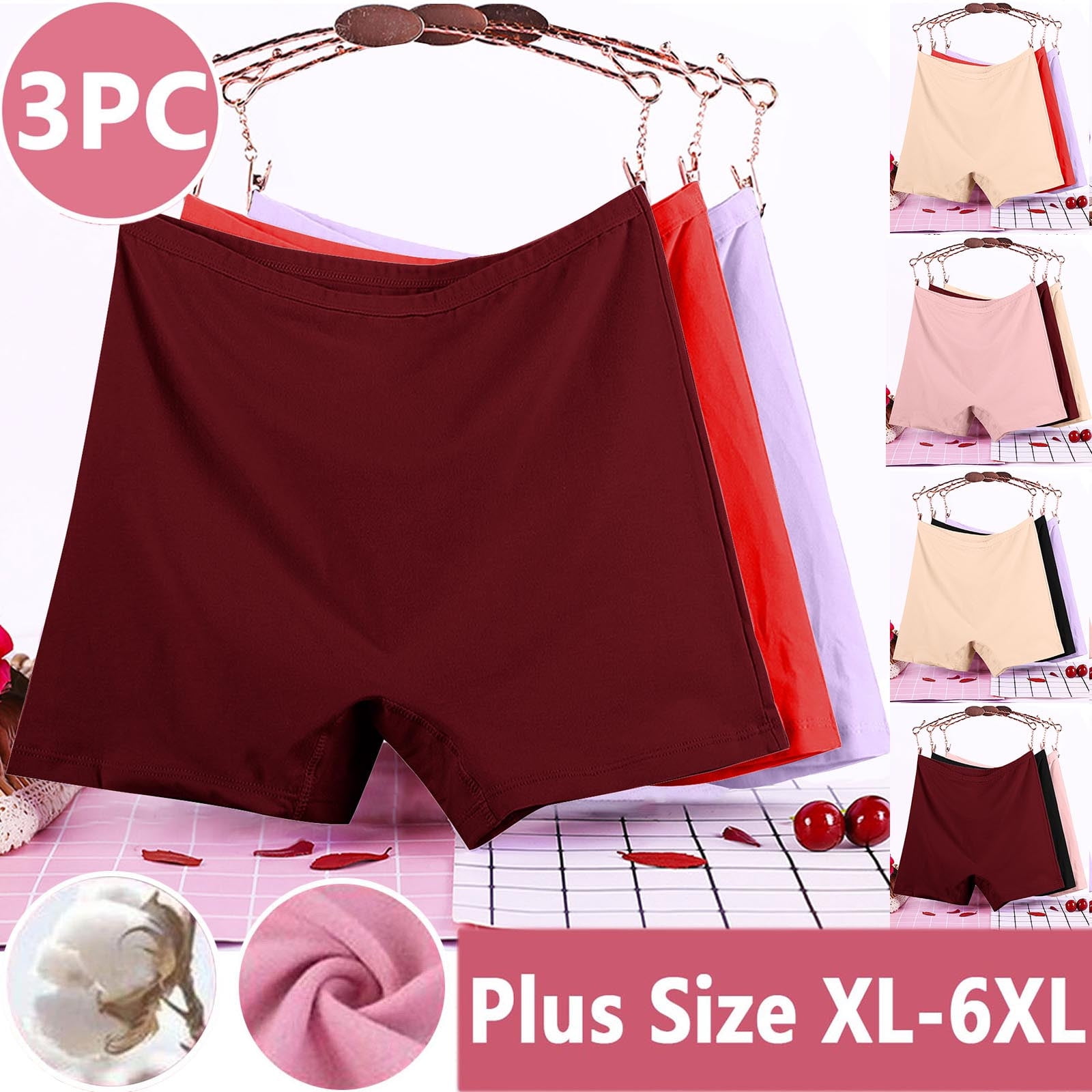 WMTBSRSW Women's Plus Size Cotton Boy Shorts Leak Proof Panties ...