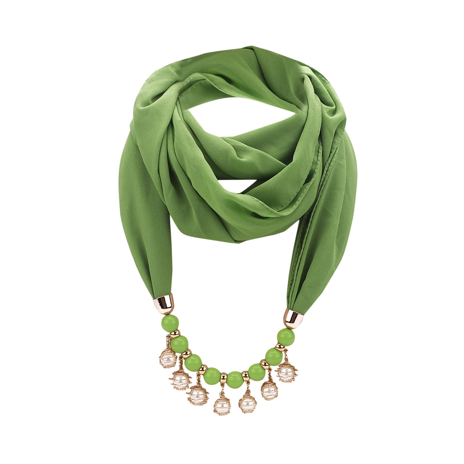 WMTBSRSW Women's Scarf Beads Pendant Accessory Necklace Soft Infinity ...