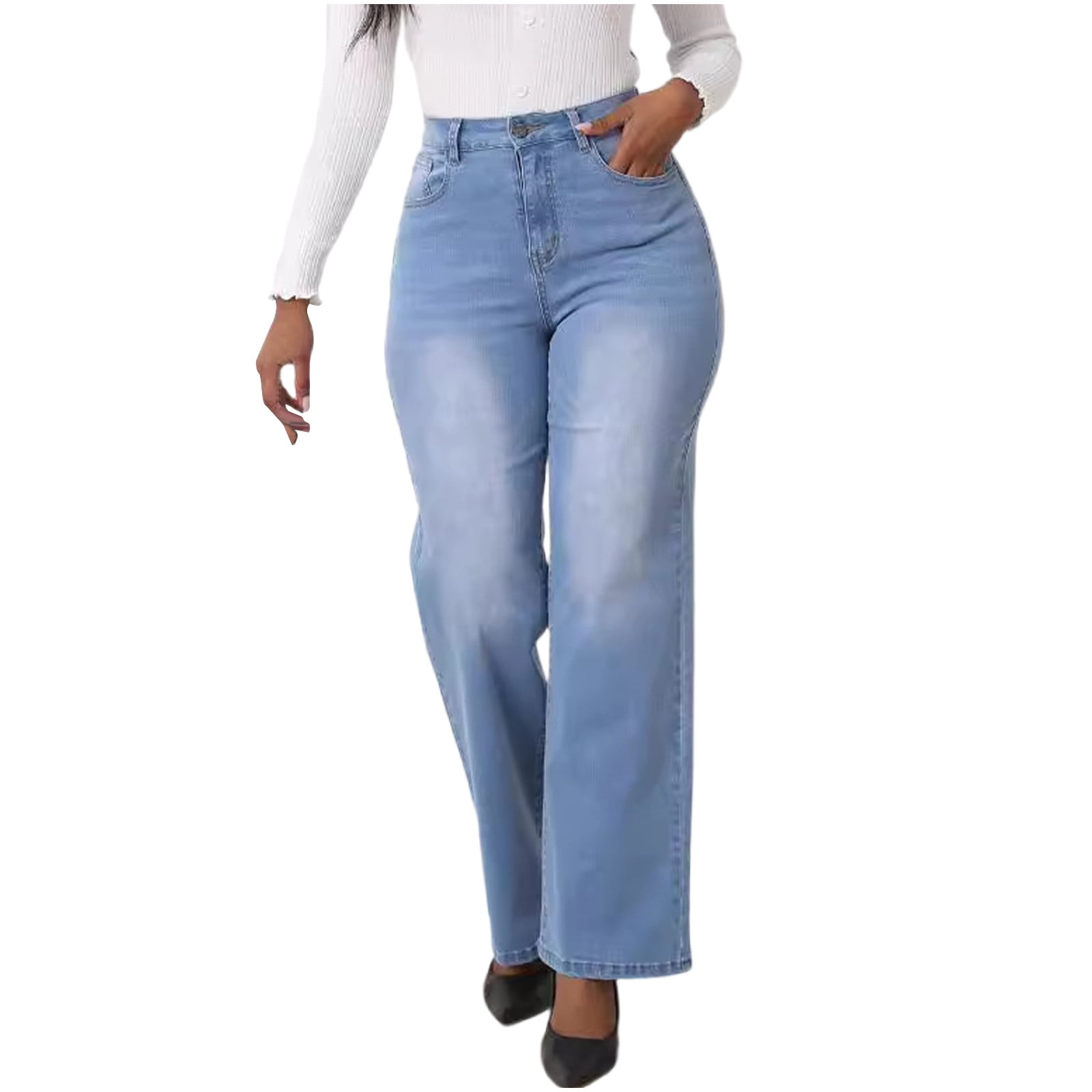 WMTBSRSW Womens Wide Leg Denim Pants High Waisted Palazzo Pants ...