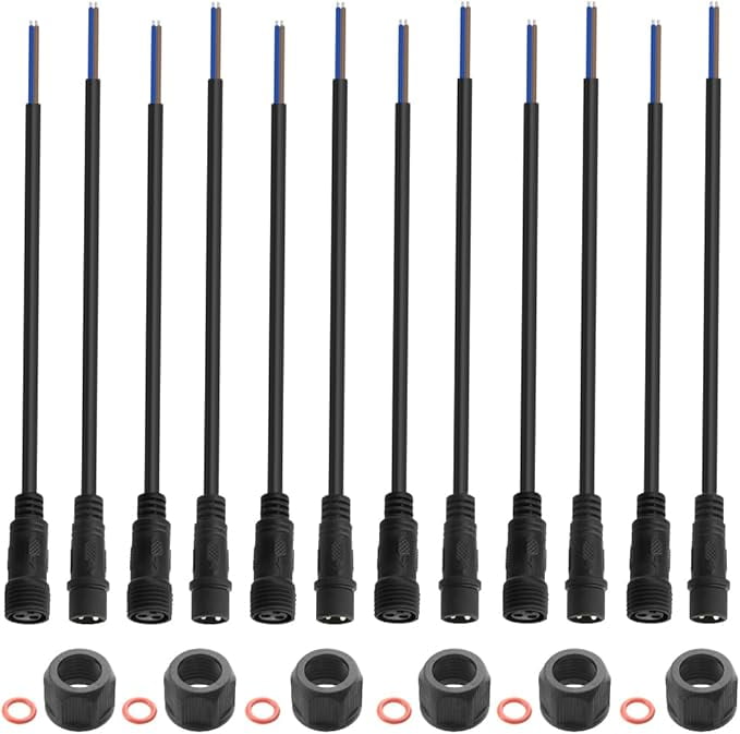 WMYCONGCONG 6 Pairs 2 Pin Electrical Connector 16AWG IP65 Male Female ...