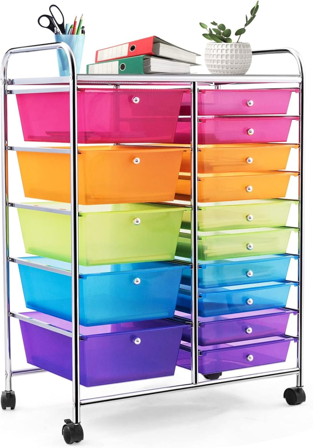 WMZP 15 Drawer Rolling Storage Cart, Multipurpose Mobile Storage ...