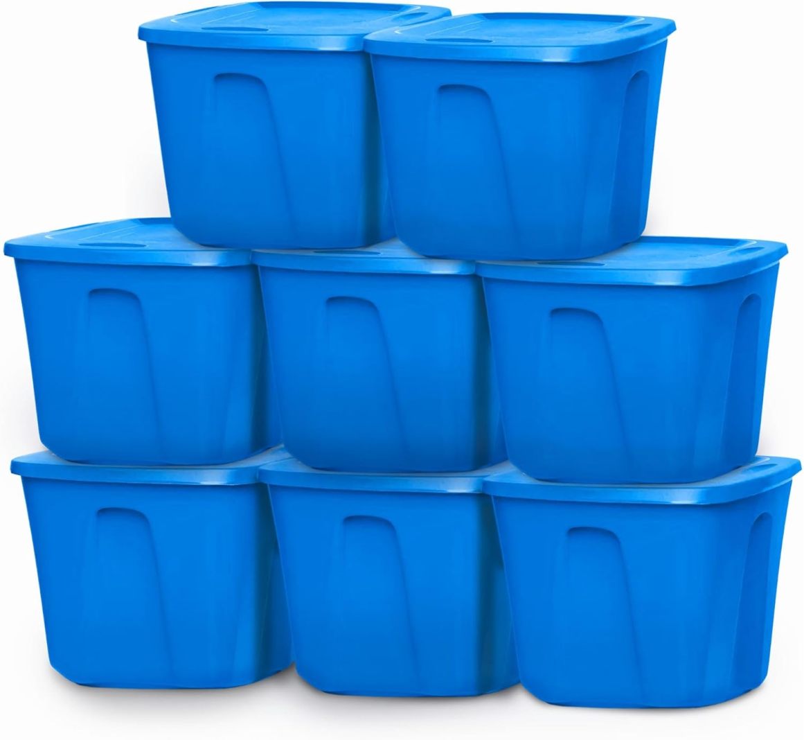 WMZP 18 Gallon Medium Standard Stackable Plastic Storage Container Bin ...