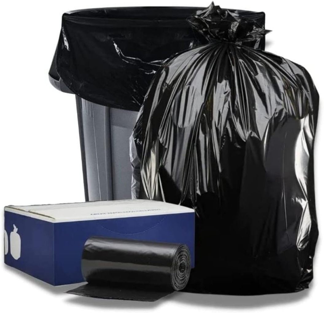 WMZP 95-96 Gallon Heavy Duty Black Trash Bags - Contractor Grade, Extra ...