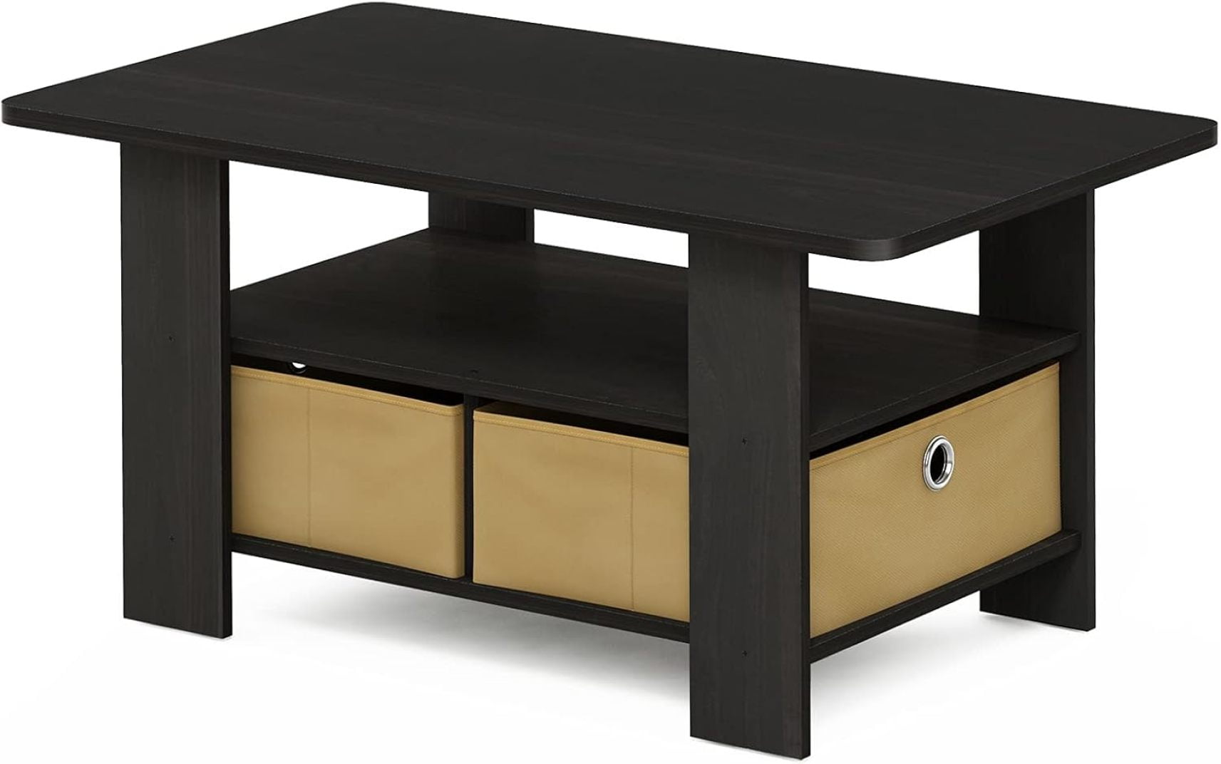 WMZP Coffee Table with Bins, Espresso/Brown - Walmart.com