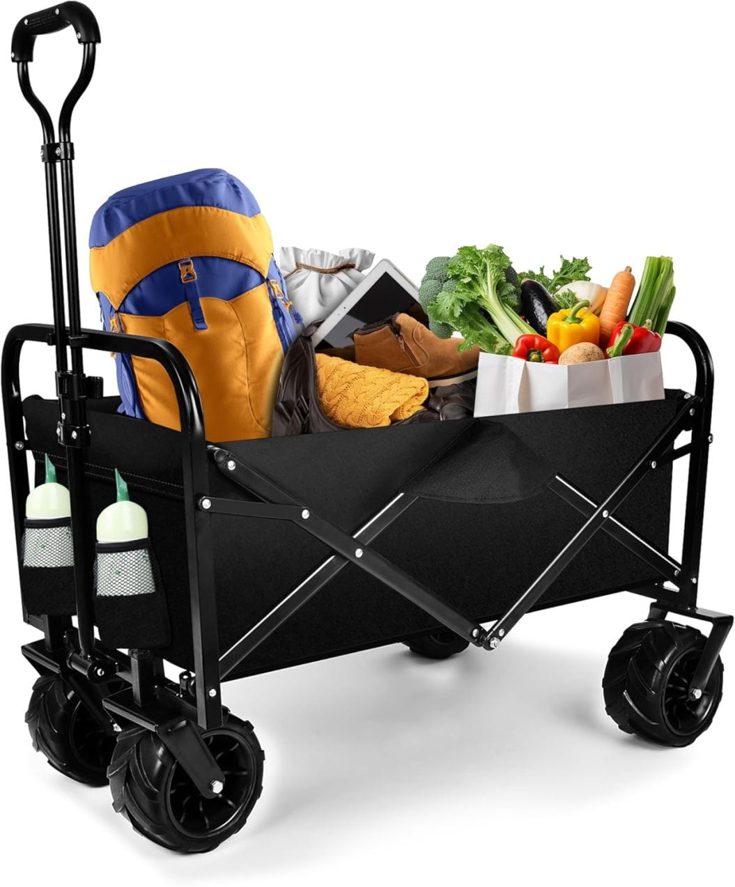 WMZP Collapsible Folding Wagon Cart, Beach Wagon for Sand with Big ...