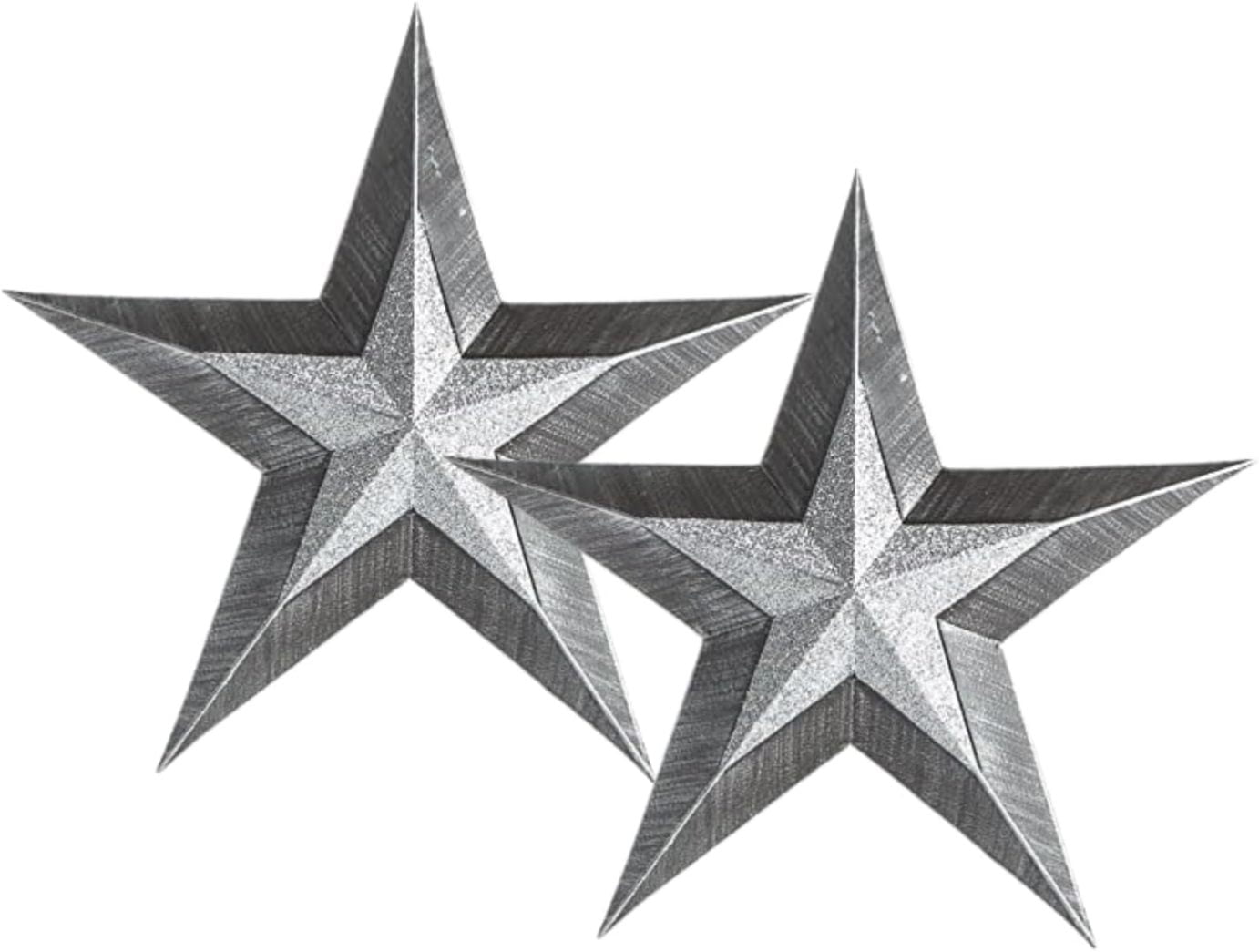 WMZP Pair of Sparkling Rustic Black and Silver Barn Stars for Home ...