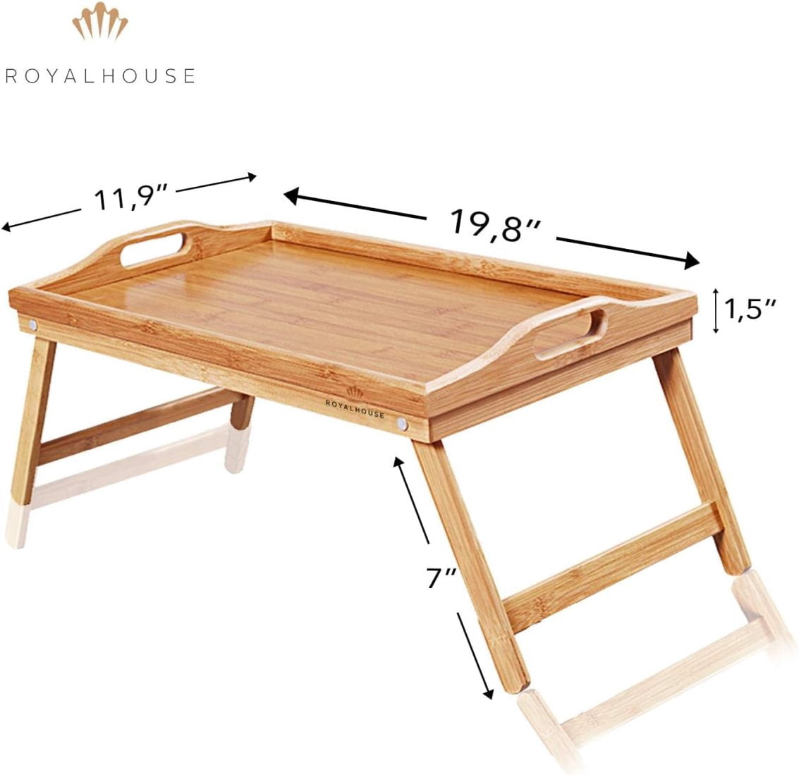 WMZP Premium Bamboo Bed Tray, Breakfast Tray with Folding Legs ...