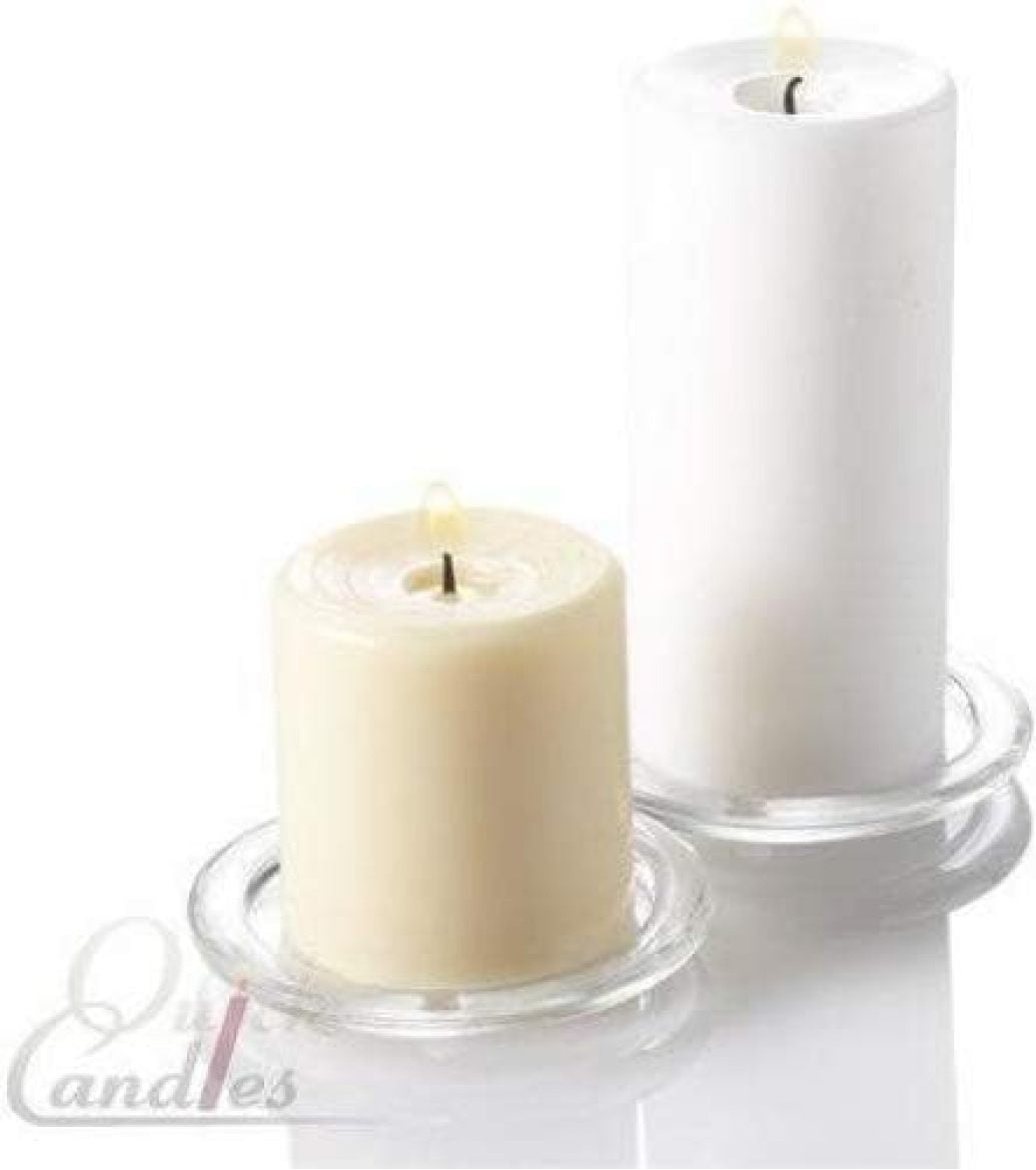 WMZP Round Glass Pillar Plate Candle Holder 4" Set of 6 - Walmart.com