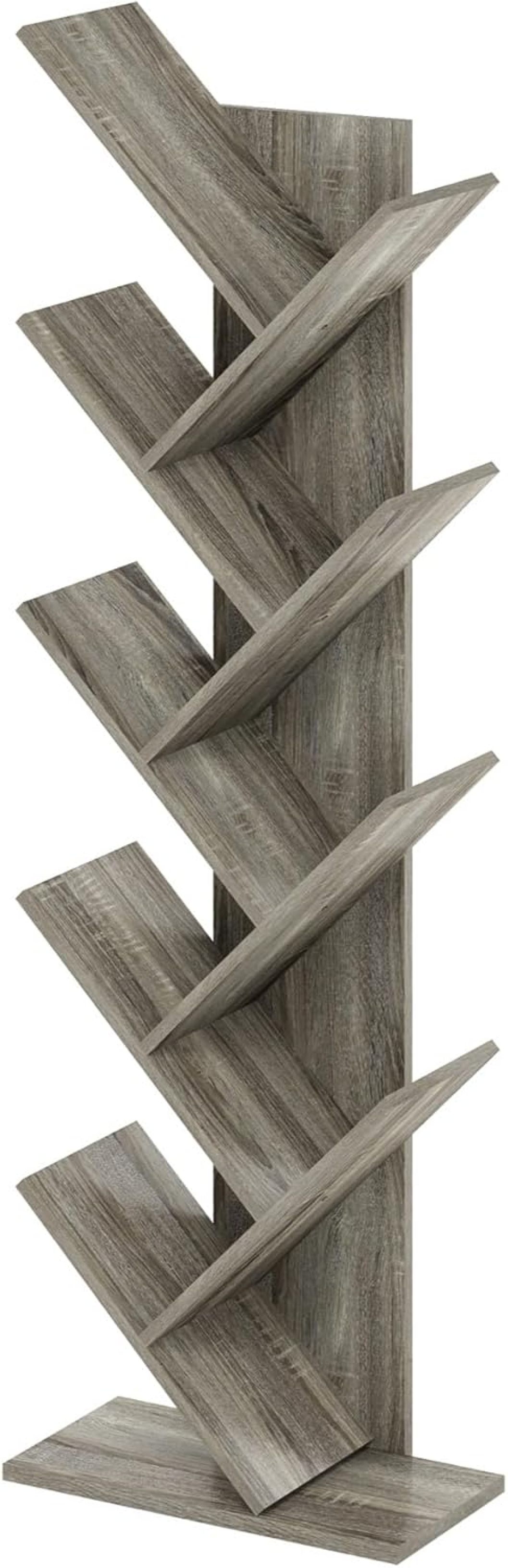 WMZP Tree Bookshelf 9-Tier Floor Standing Tree Bookcase, French Oak ...