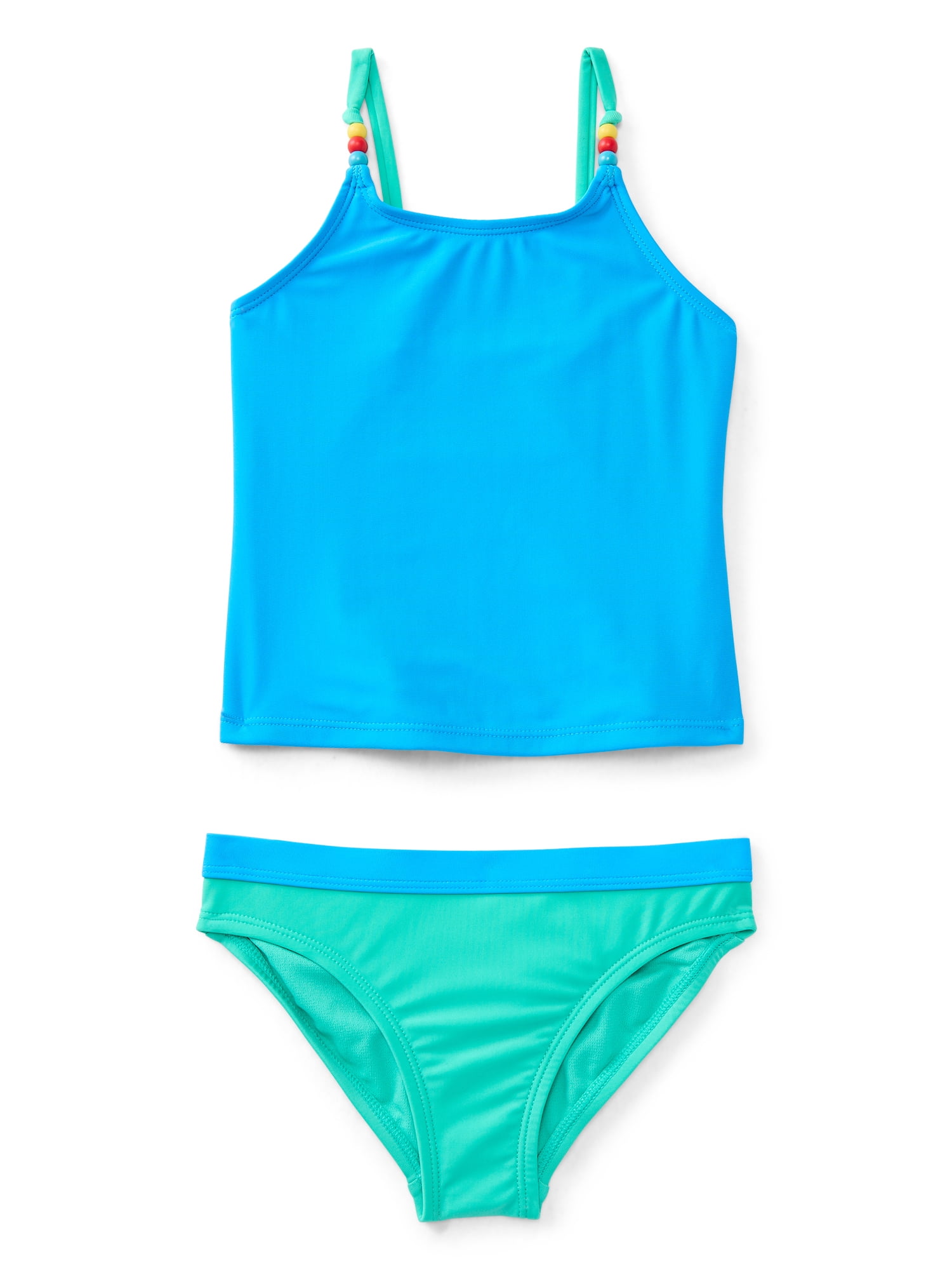 Wonder Nation Girls Everyday Tankini Swim Set with UPF 50+, 2-Piece ...