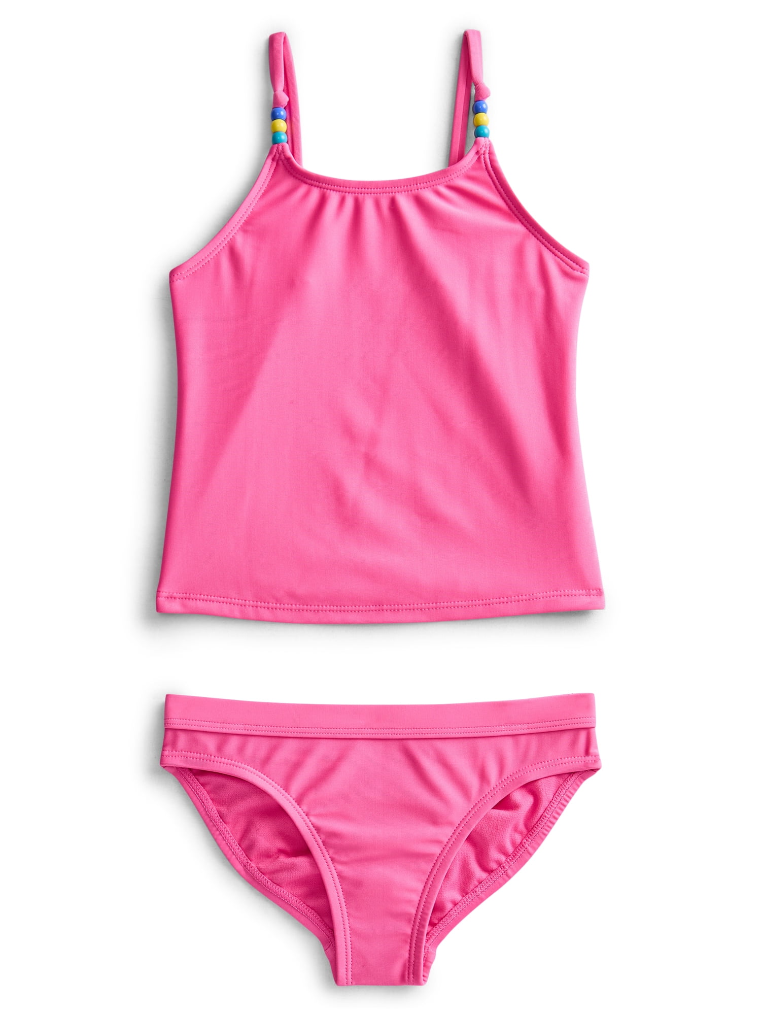 Wonder Nation Girls' Beaded Strap Tankini Swimsuit with UPF 50+, 2 ...