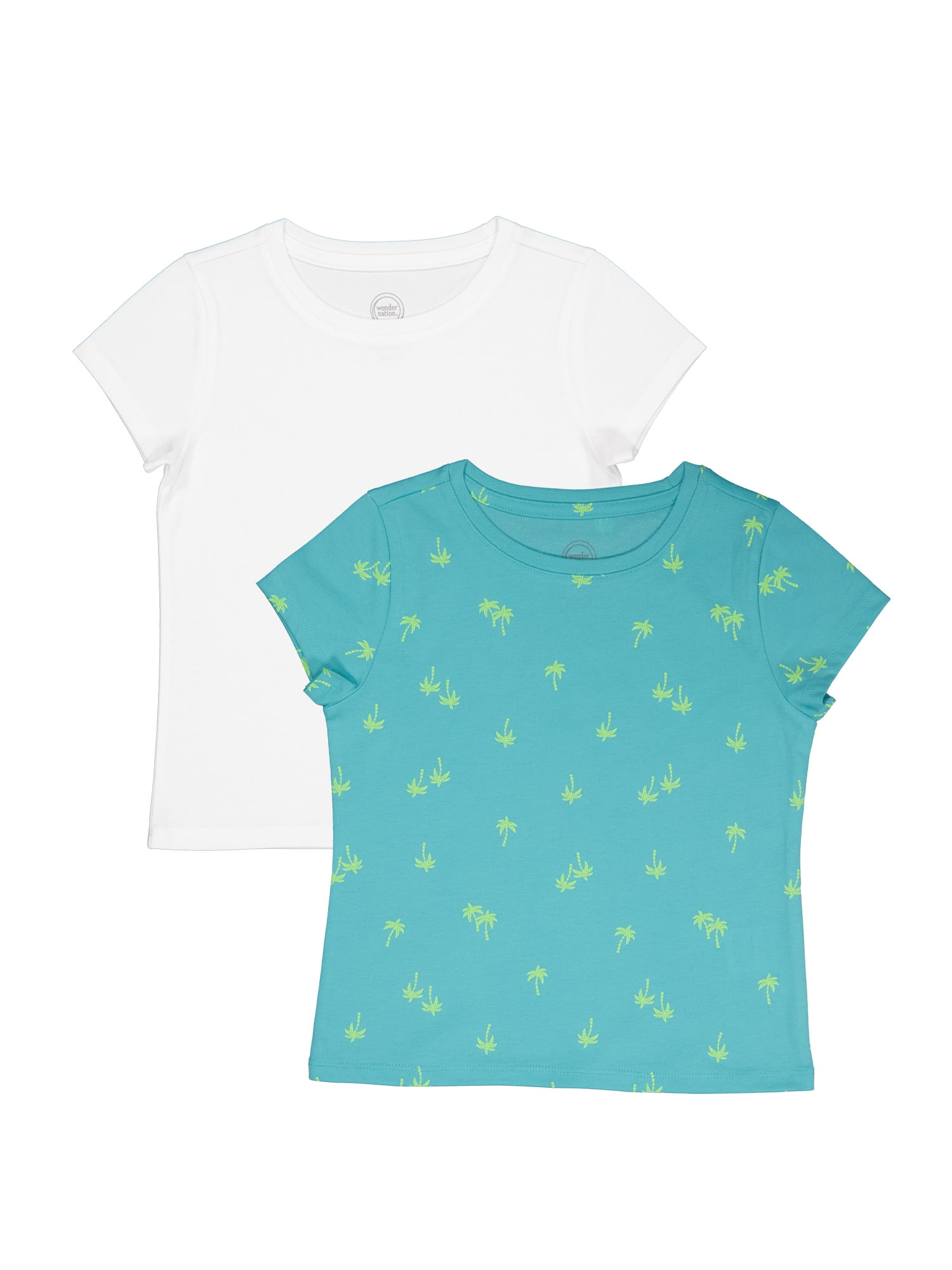 Wonder Nation Girls Short Sleeve Kid Tough T-Shirt, 2-Pack, Sizes 4-18 ...