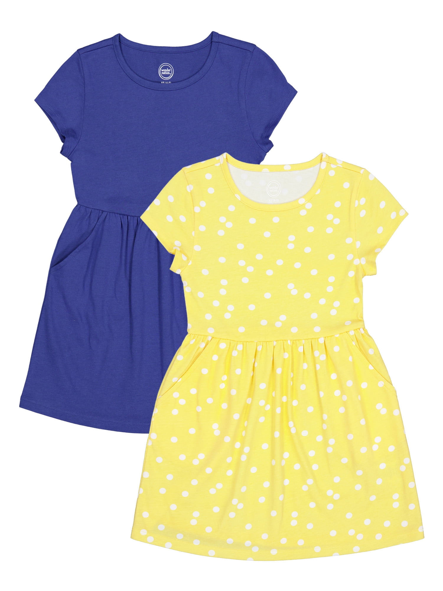 Wonder Nation Short Sleeve Play Dress, 2-Pack, Sizes 4-18 & Plus ...