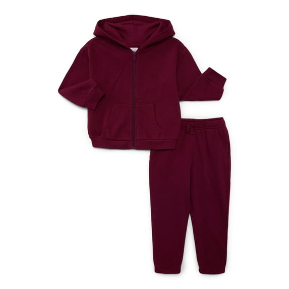 Wonder Nation Baby Unisex Fleece Zip Hoodie and Joggers Set, 2-Piece ...