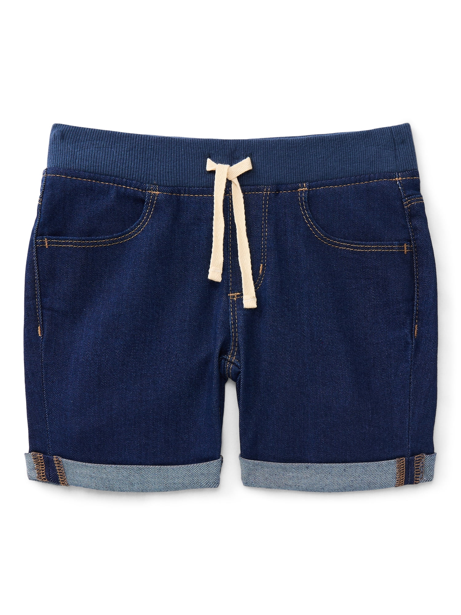 Wonder Nation Girls Knit Waistband Denim Shorts, Sizes 4-18 & Plus ...