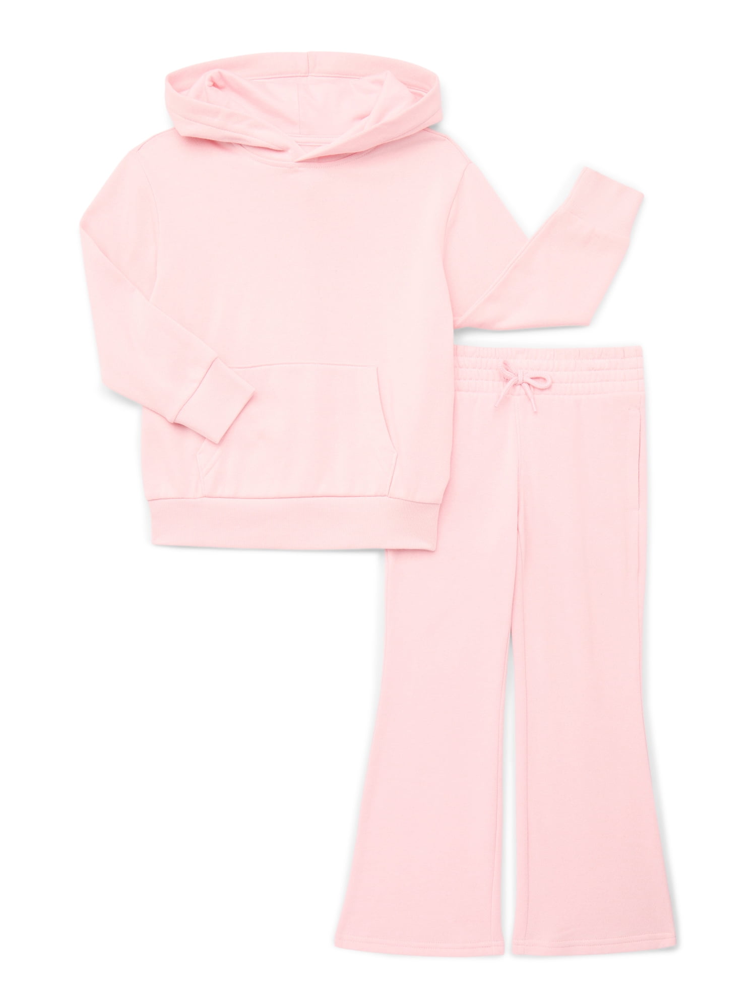 Wonder Nation Girls Fleece Hoodie and Flare Pant, 2-Piece Set, Sizes 4 ...