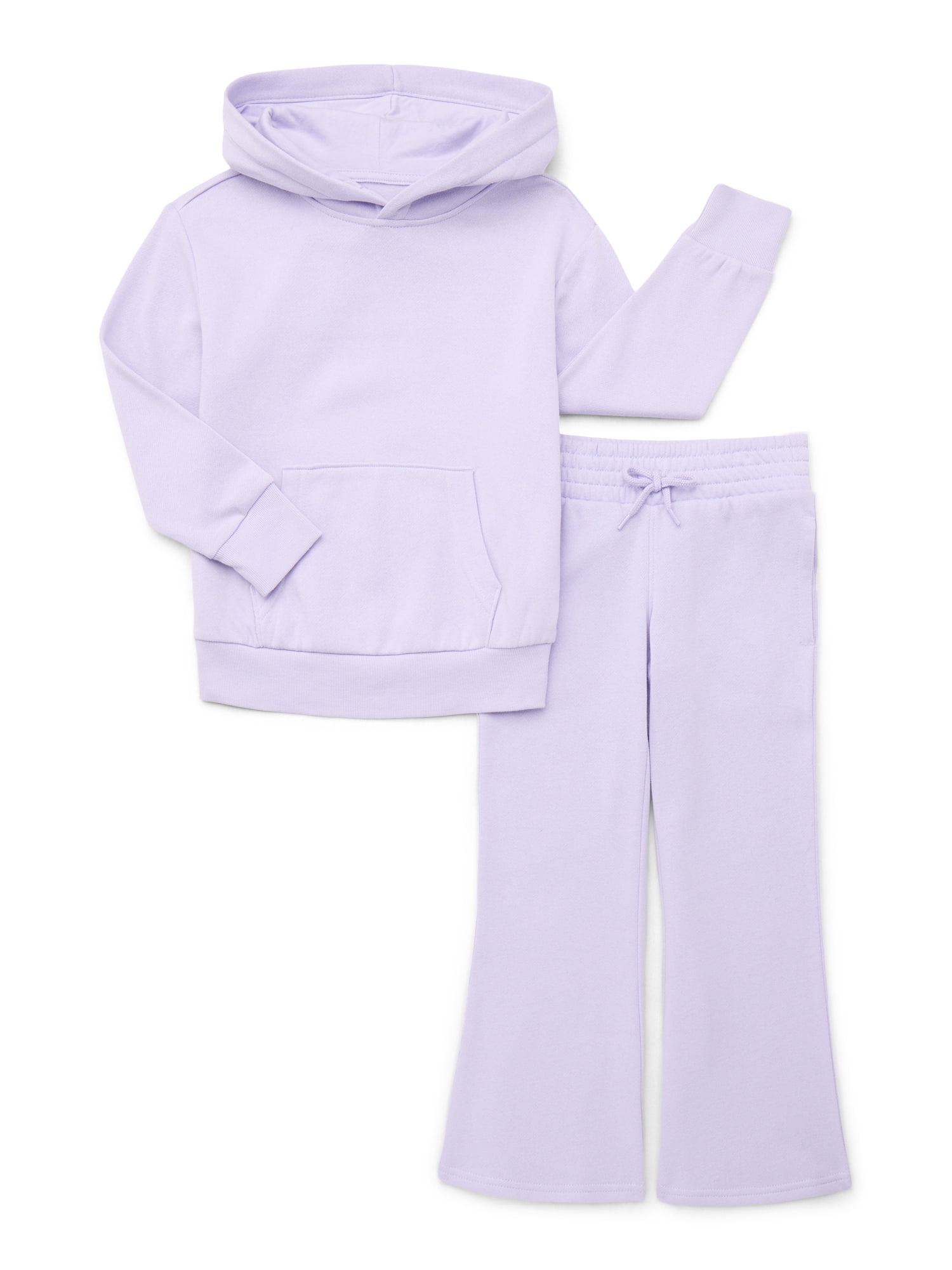 Wonder Nation Girls Fleece Hoodie and Flare Pant, 2-Piece Set, Sizes 4 ...