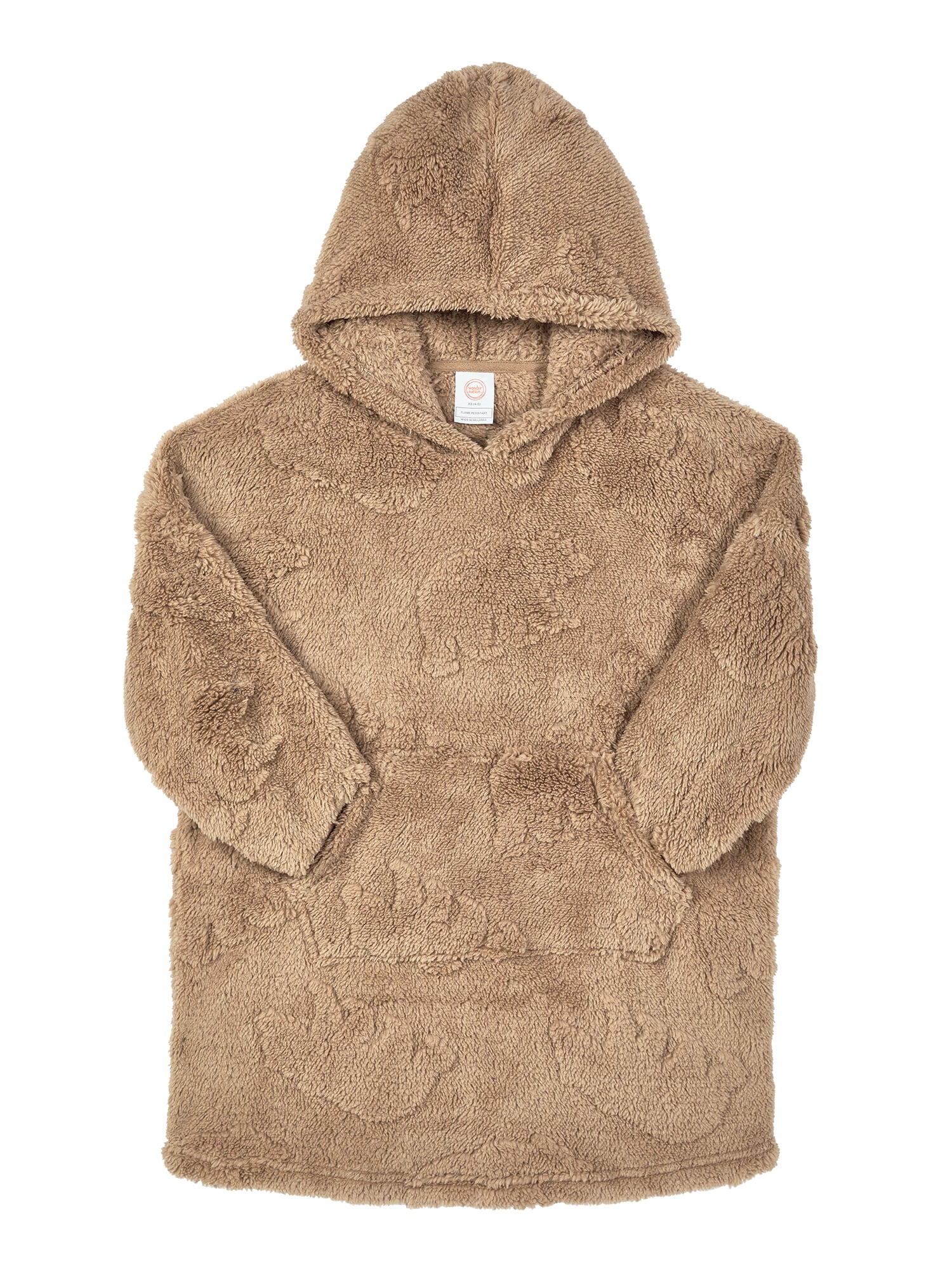 Wonder Nation Boys Long Sleeve Sleep Hoodie, One-Piece, Camel, Sizes XS ...