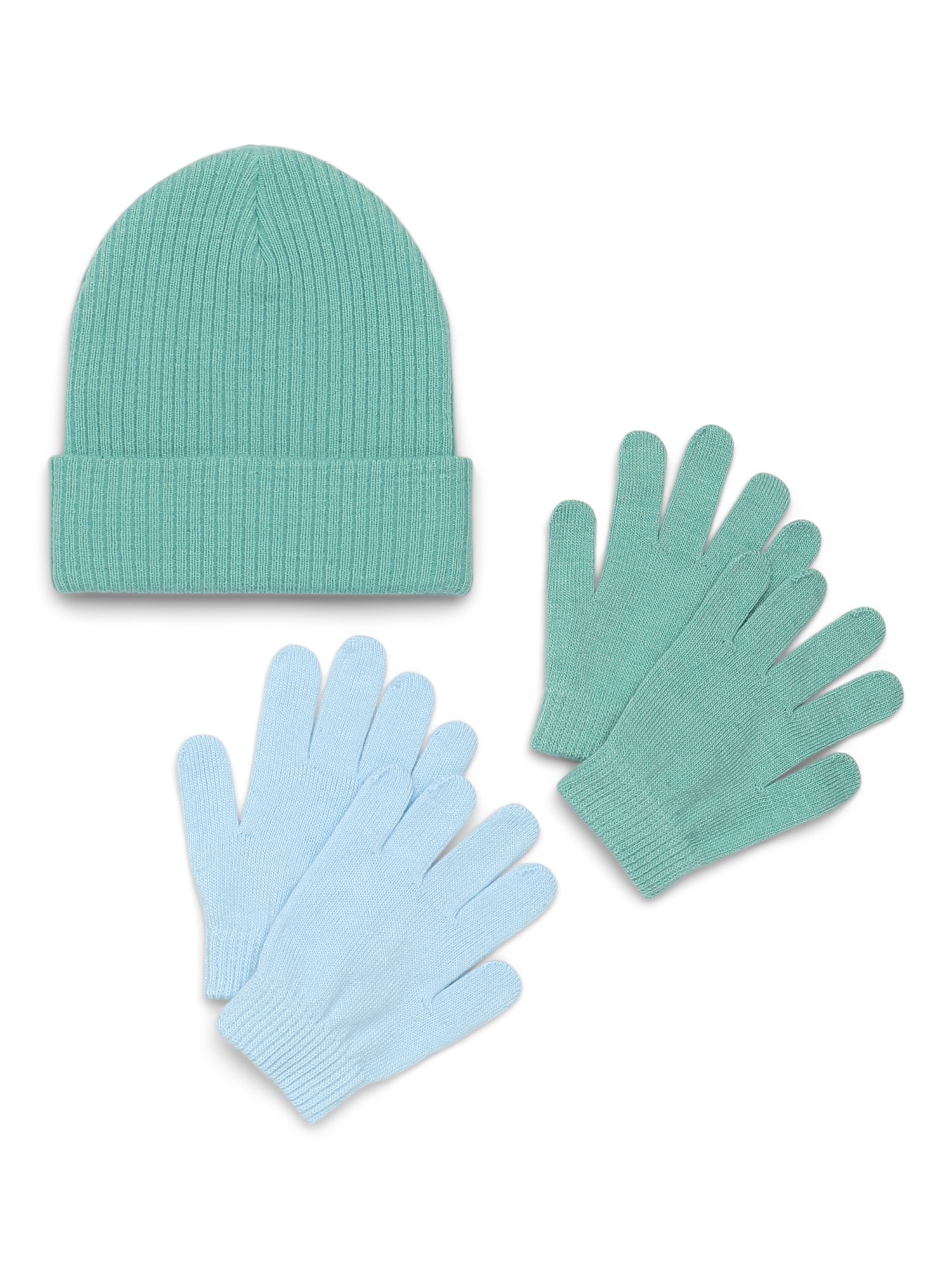 Wonder Nation Ribbed Beanie and Gloves Set, 3-Piece, Sizes 4-16 Years ...